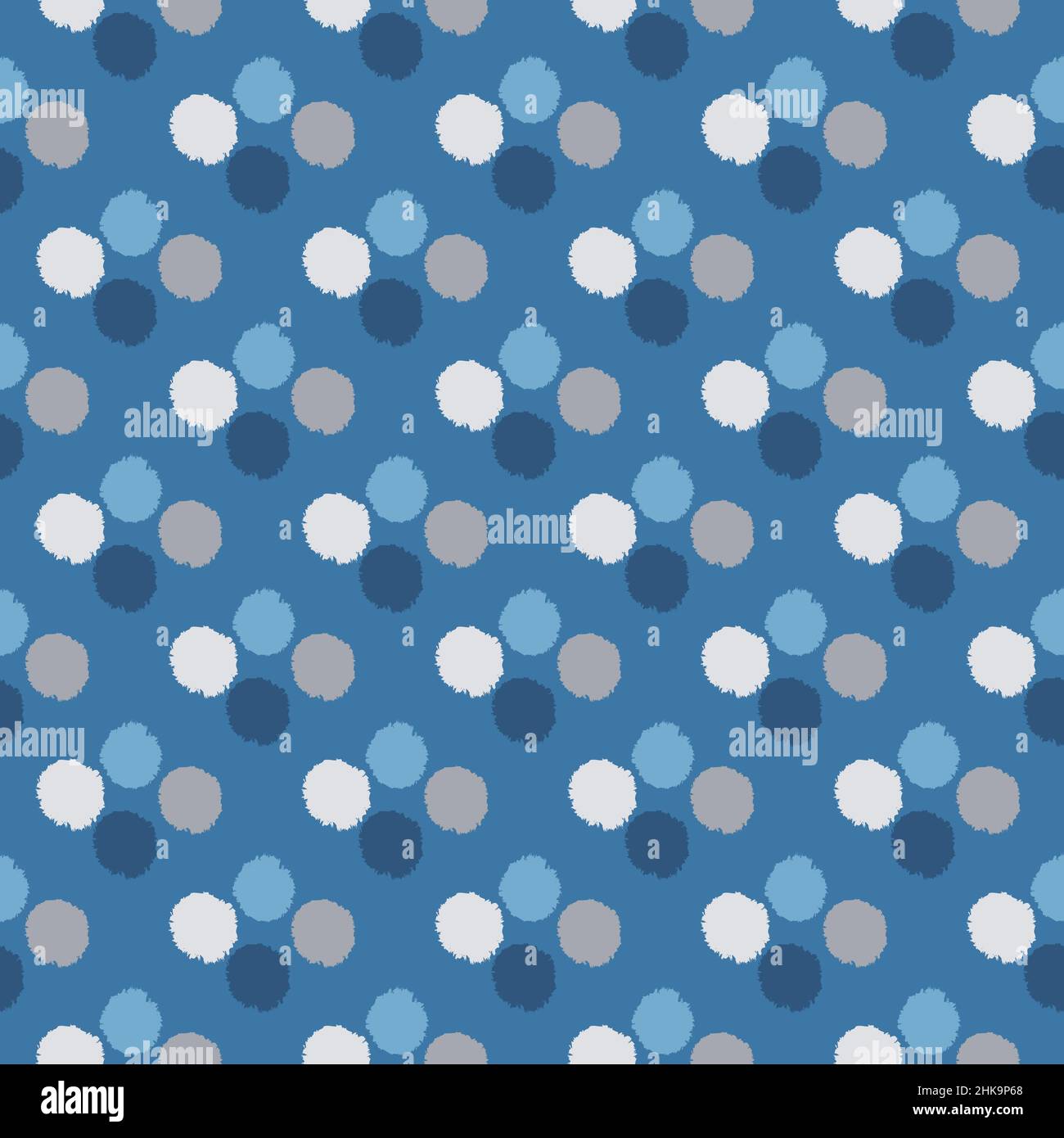 Pom poms of seamless pattern. Hand drawn cute background. Repeated texture in doodle style for ...