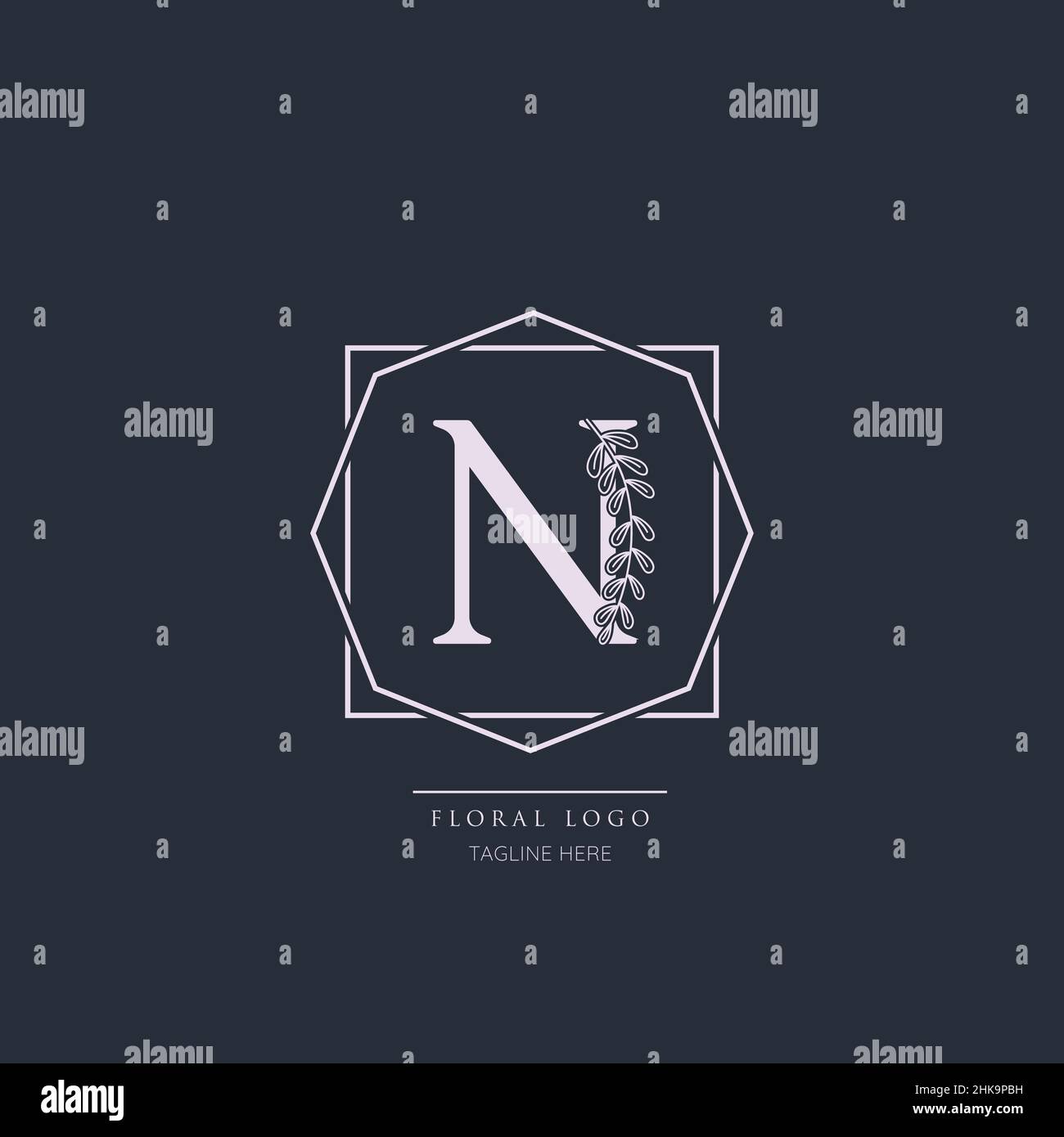 Floral Initial Alphabet N flowers bouquet composition. Elegant ...