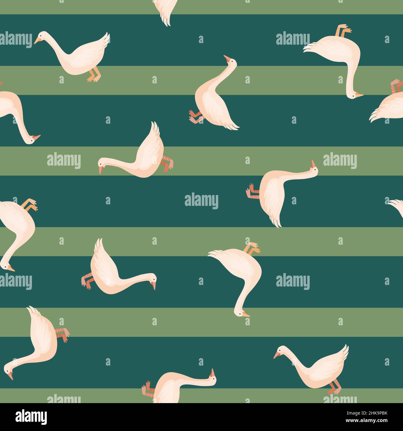 Seamless pattern of goose. Domestic animals on colorful background ...