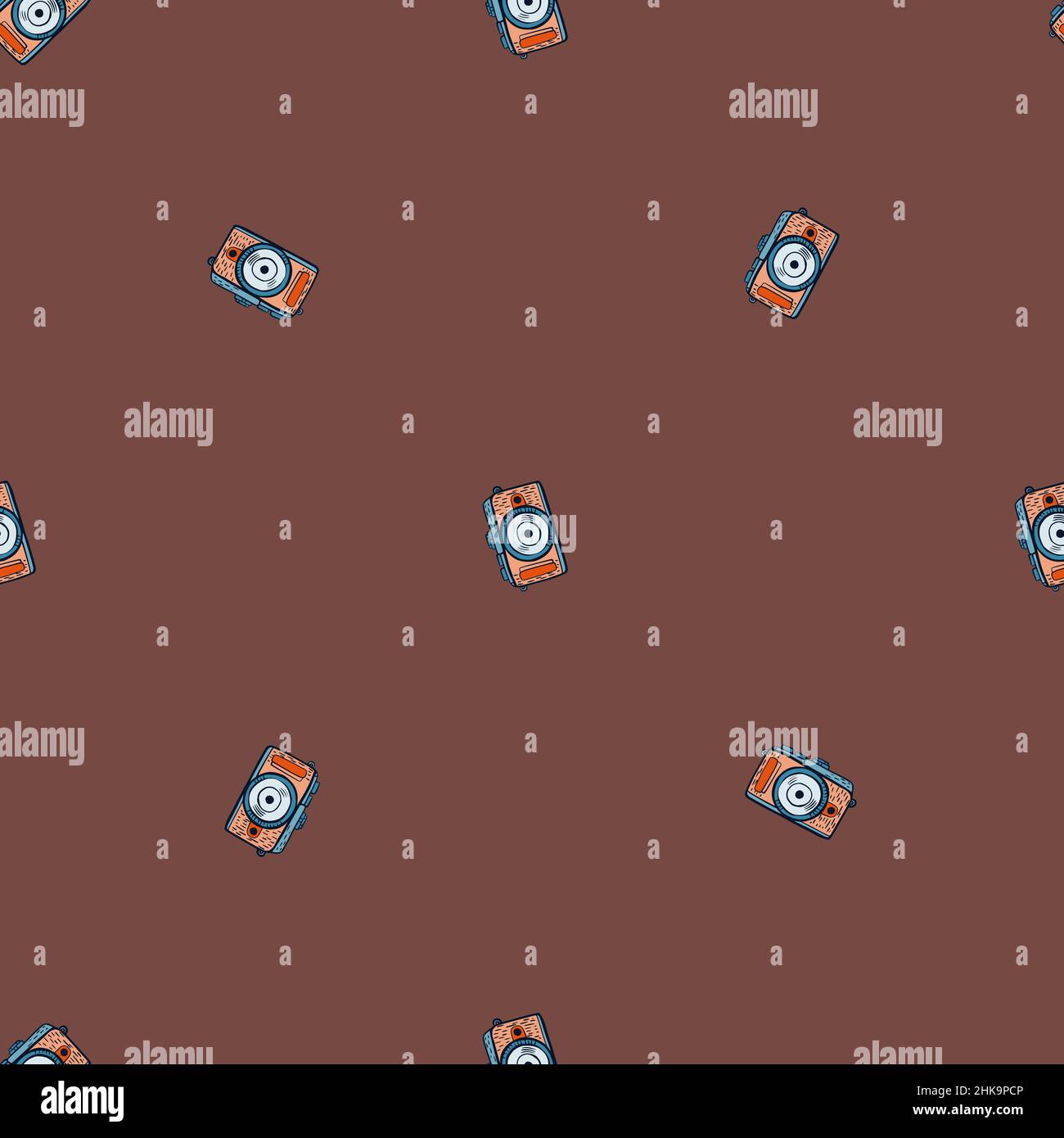 Photo camera seamless pattern. Cute vintage cameras background ...