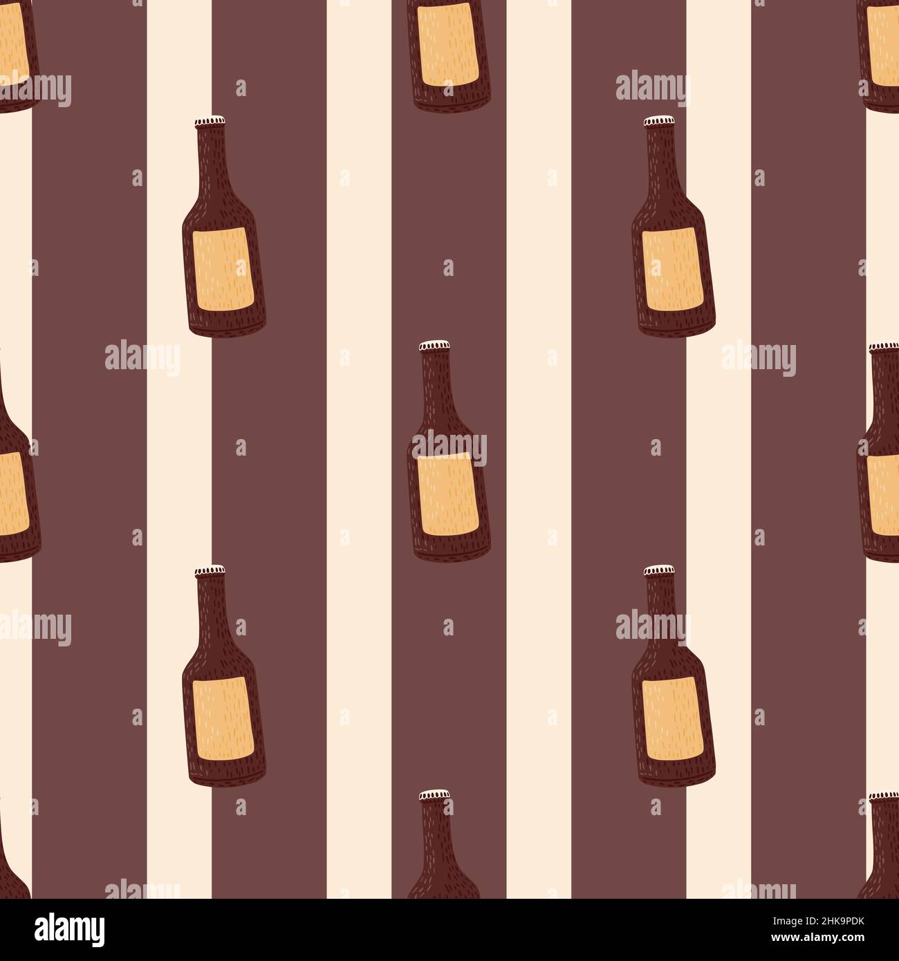Bottle alcohol seamless pattern. Hand drawn background for menu ...