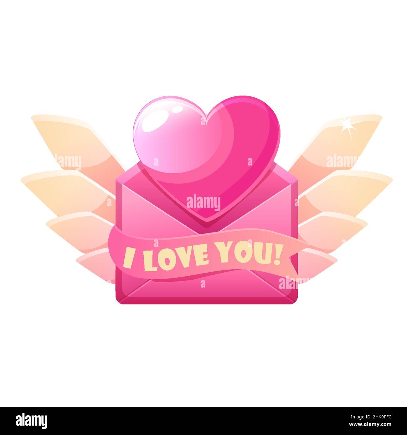Open envelope heart icon flat Cut Out Stock Images & Pictures - Alamy