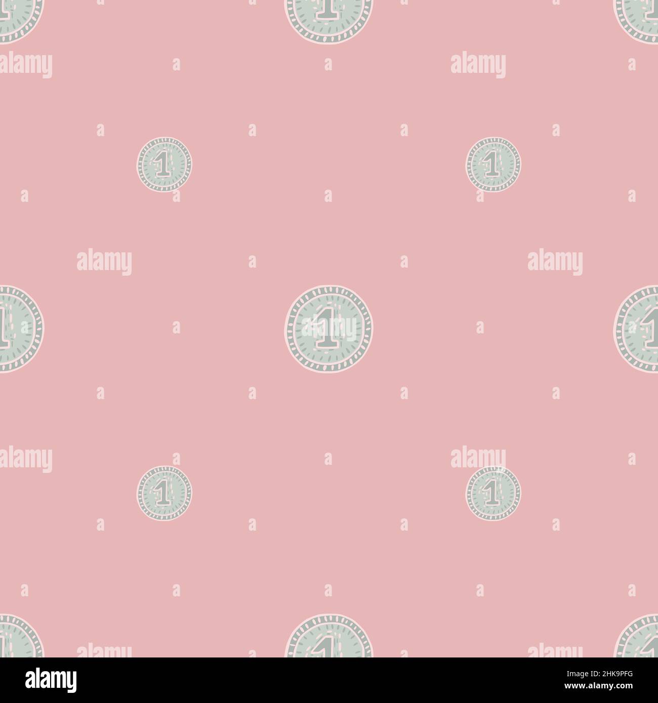 Coins seamless pattern. Hand drawn background from money. Repeated ...