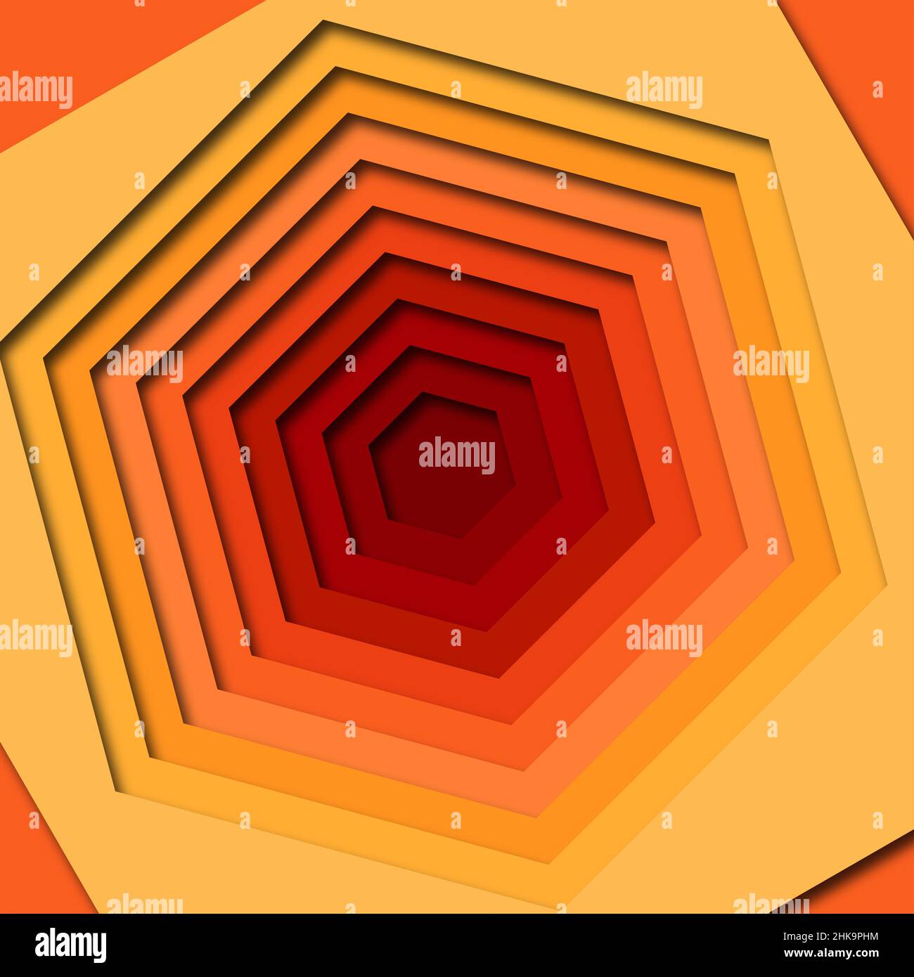 3d paper cut out hexagon background. Orange hexagon carved pattern ...