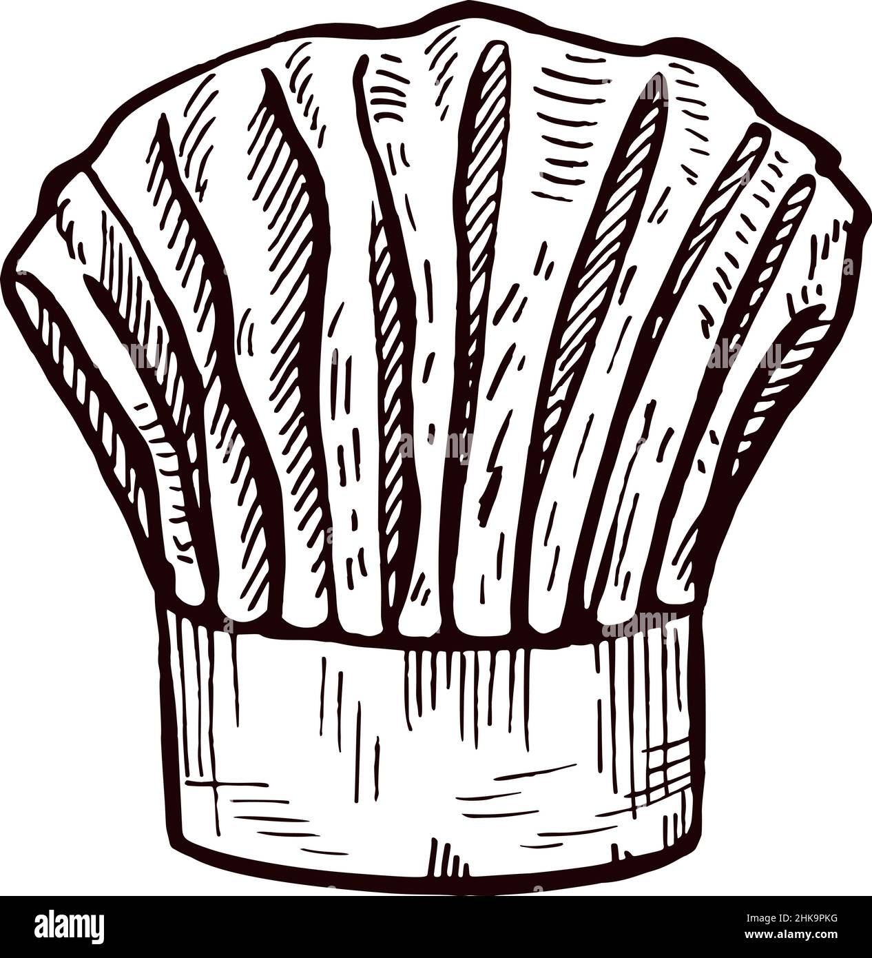 Chef hat sketch isolated. Kitchen traditional element for cook in hand ...