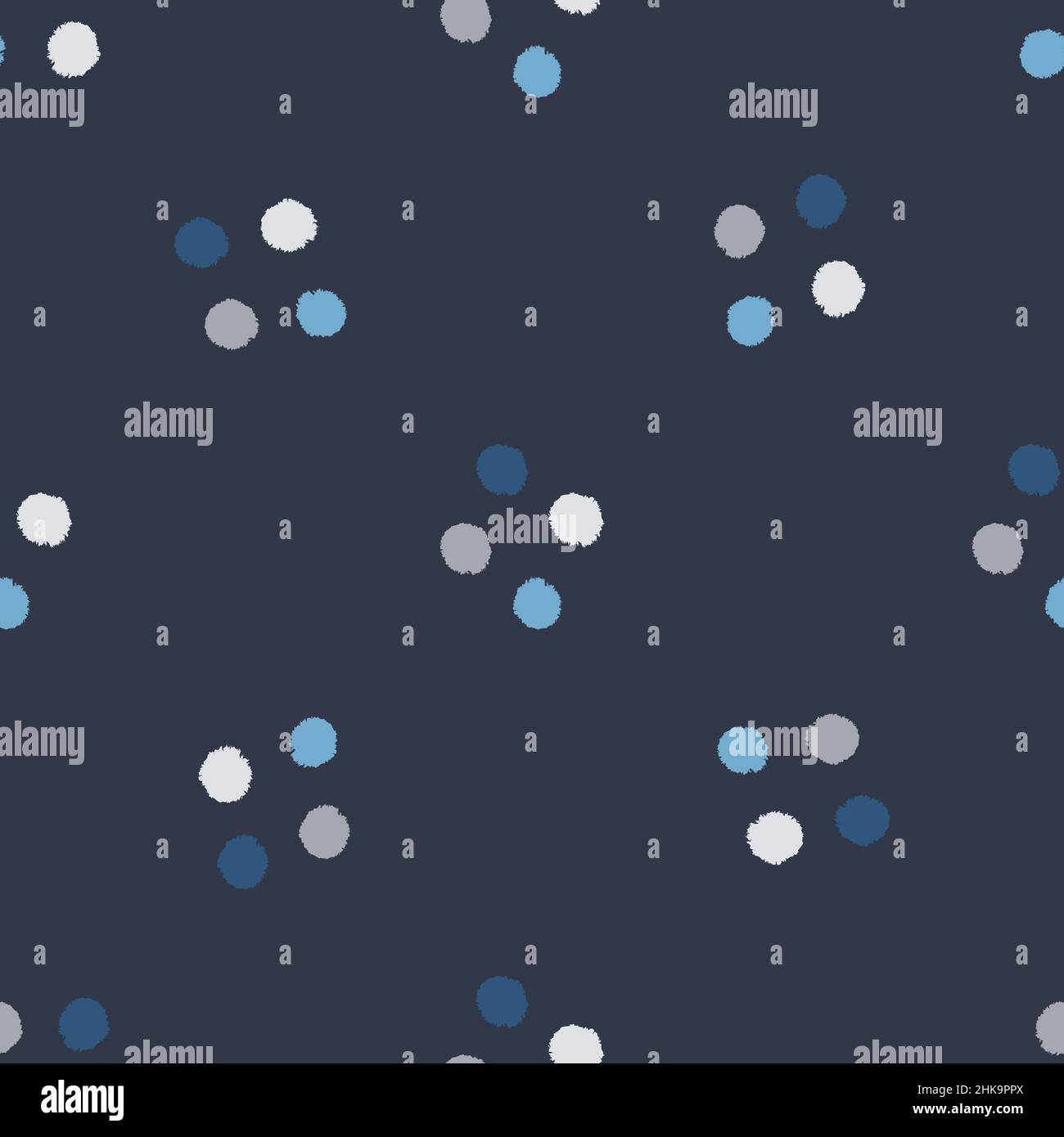 Pom poms of seamless pattern. Hand drawn cute background. Repeated texture in doodle style for ...