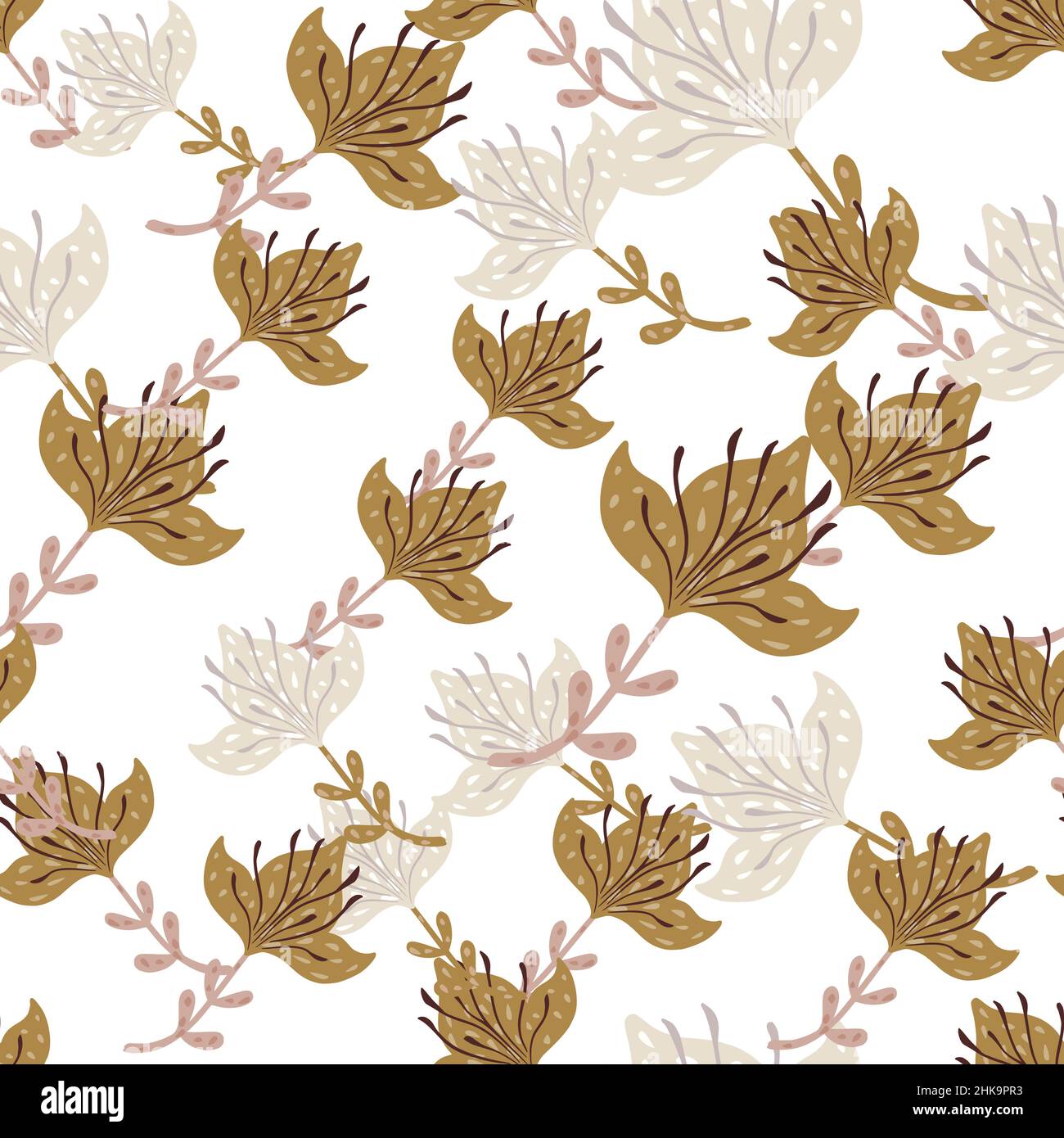 Lily abstract seamless pattern. Hand drawn flower background. Repeated ...