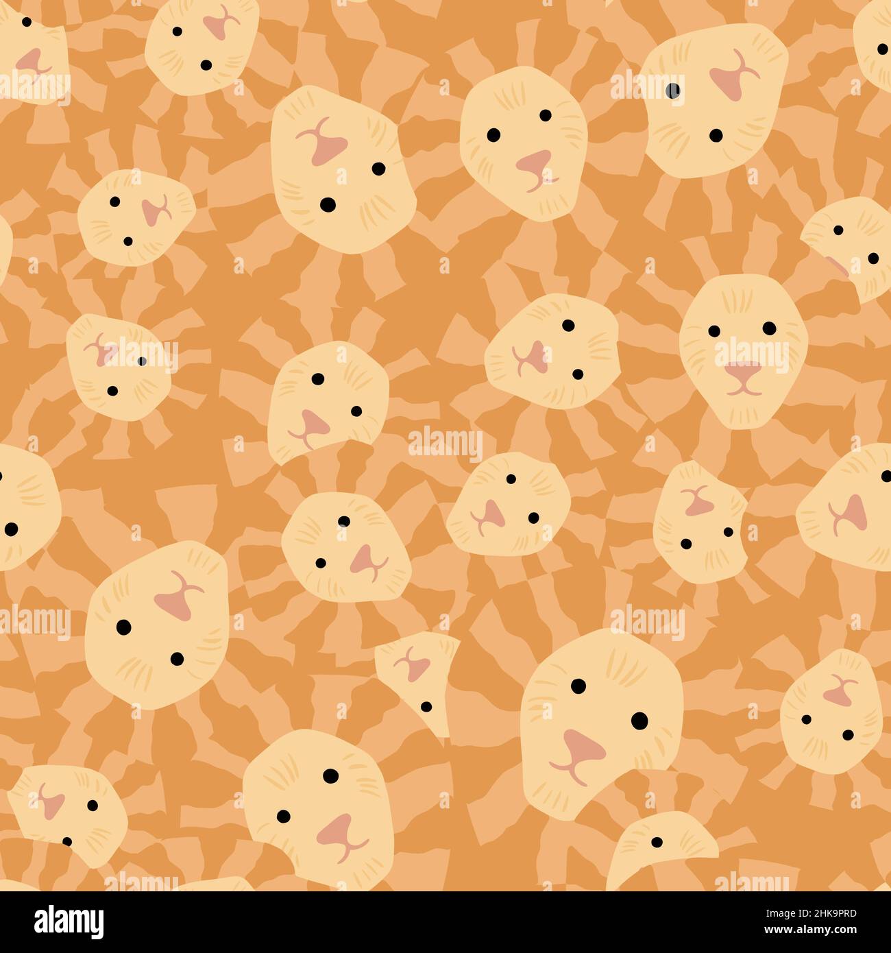 Lion pattern seamless in freehand style. Head predator on colorful ...