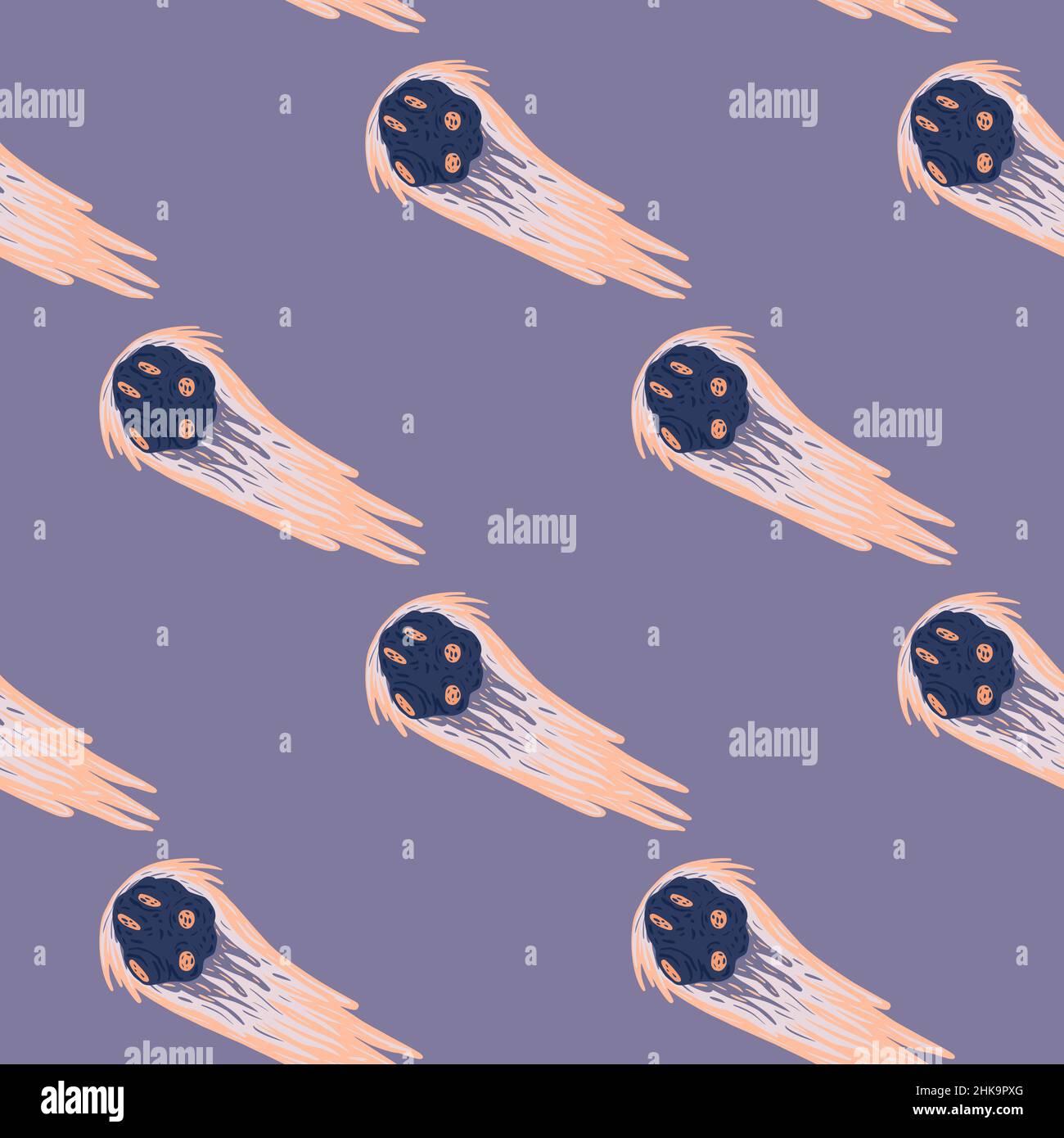 Meteor shower seamless pattern. Hand drawn comets fly background ...