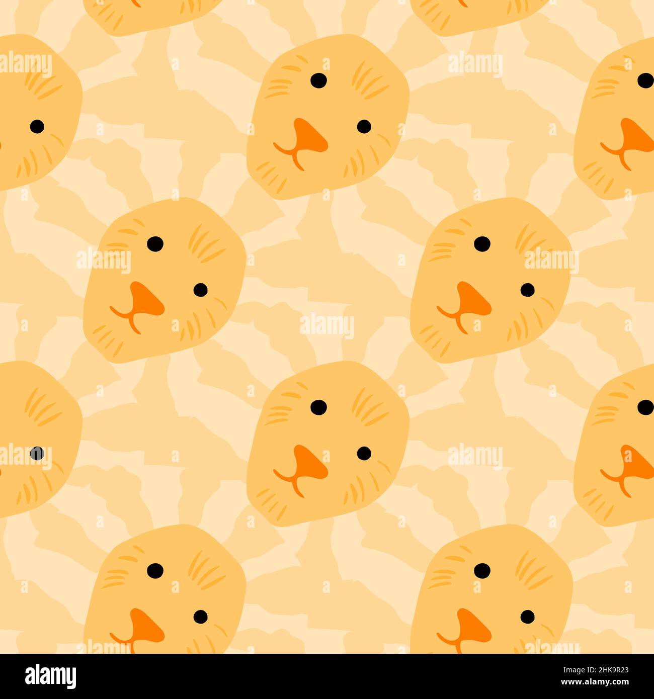 Lion pattern seamless in freehand style. Head predator on colorful ...