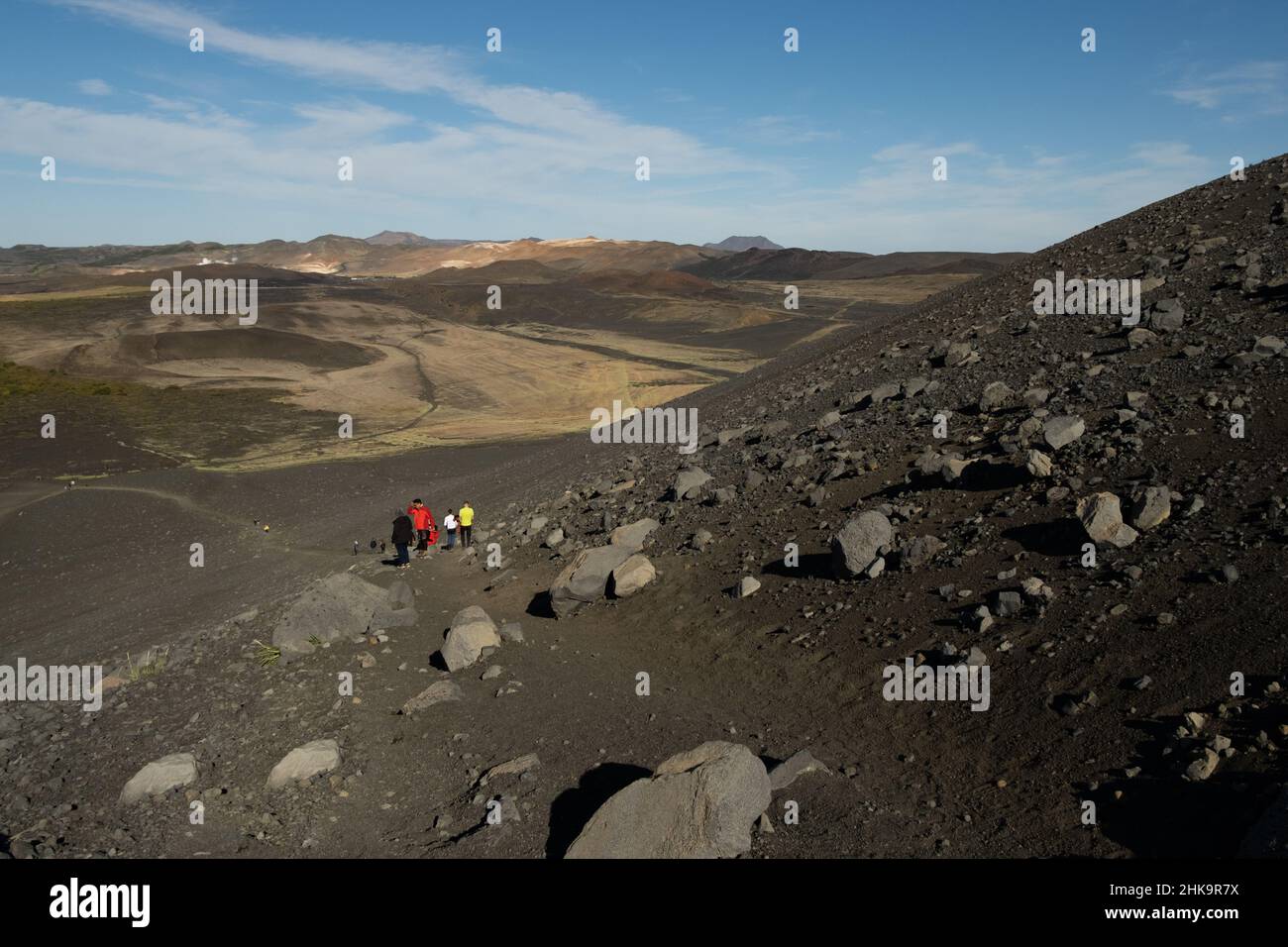 Hikers go to the top volcanic crater Stock Photo - Alamy