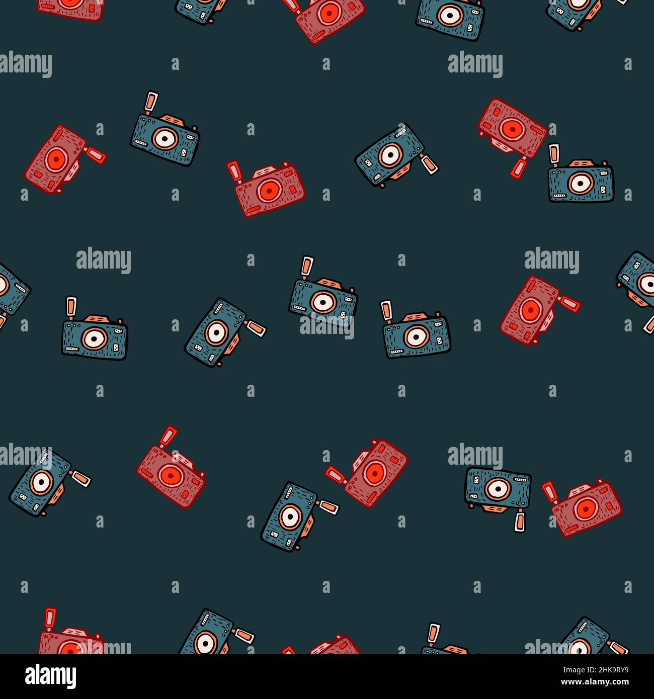 Photo camera seamless pattern. Cute vintage cameras background ...