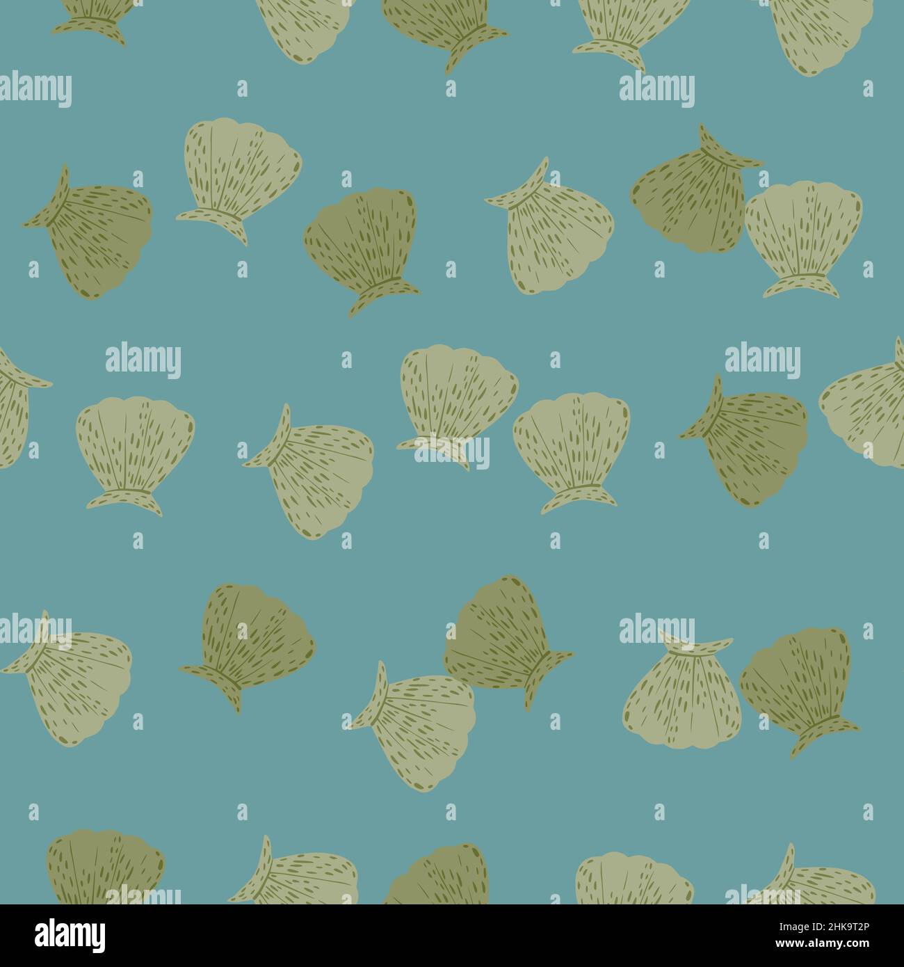 Seashells seamless pattern. Cute conch in doodle style. Beautiful ...