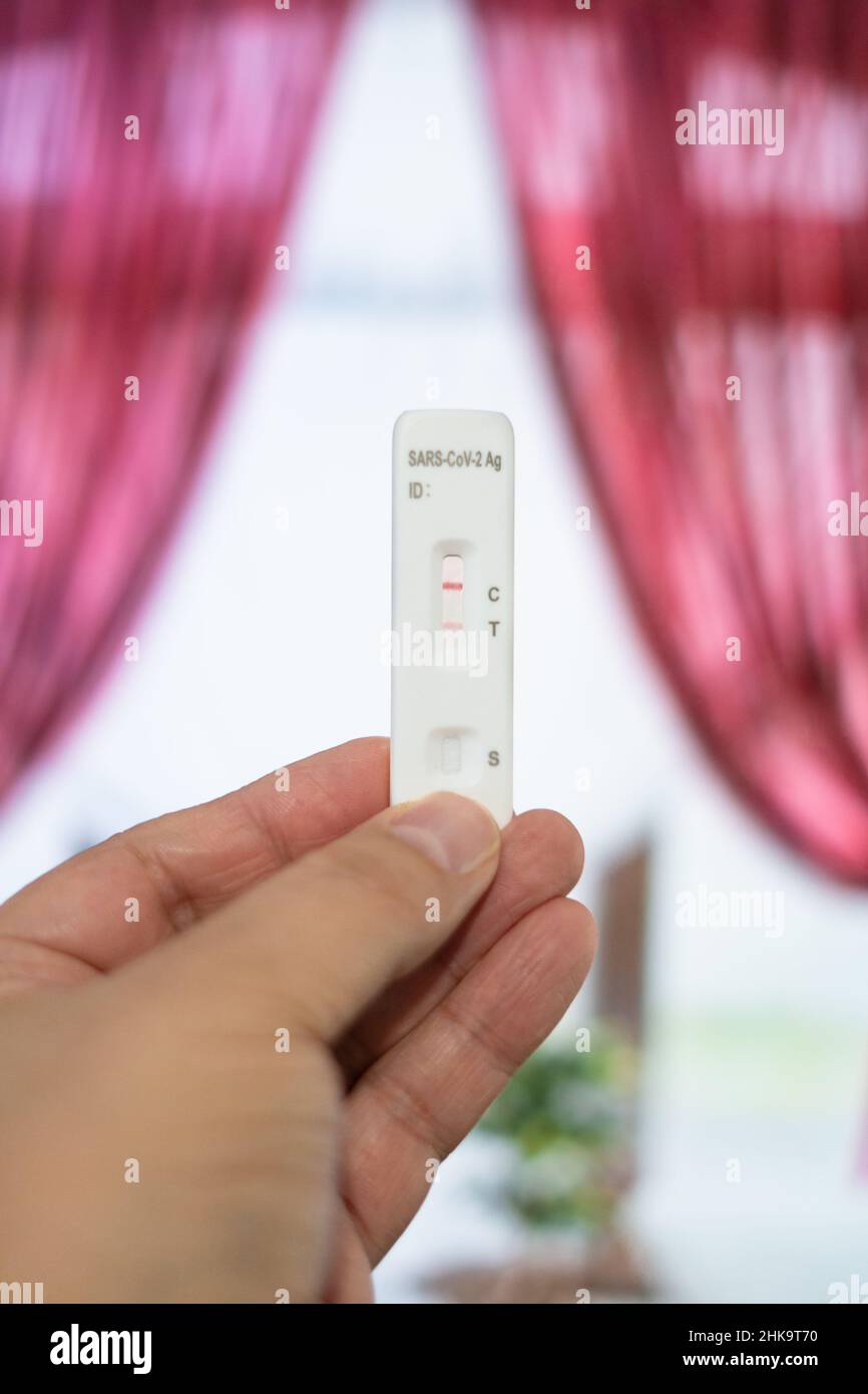 Covid-19 test carried out at home and with a positive result Stock ...