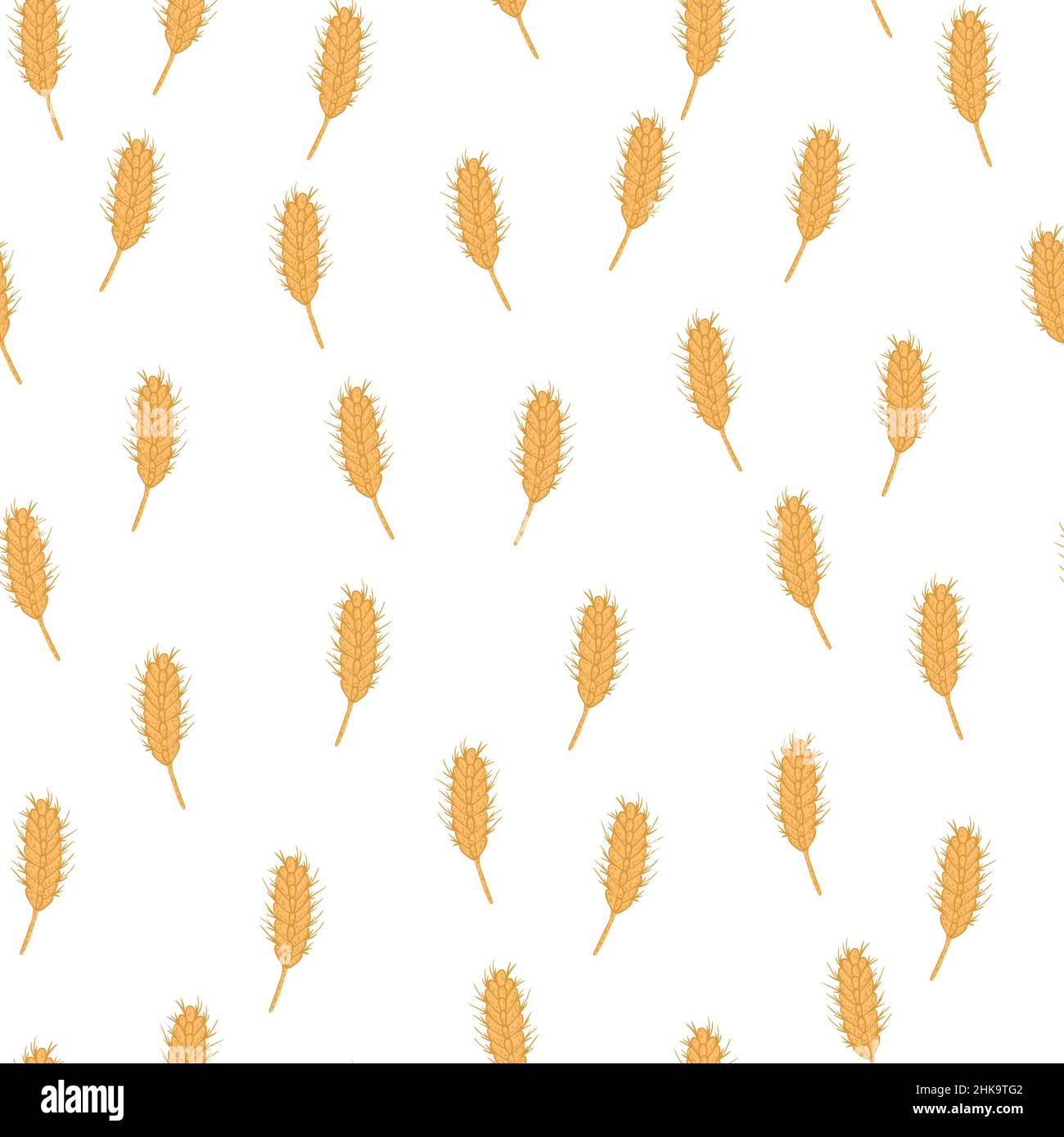 Wheat seamless pattern. Cereal crop sketch. Repeated texture in doodle ...