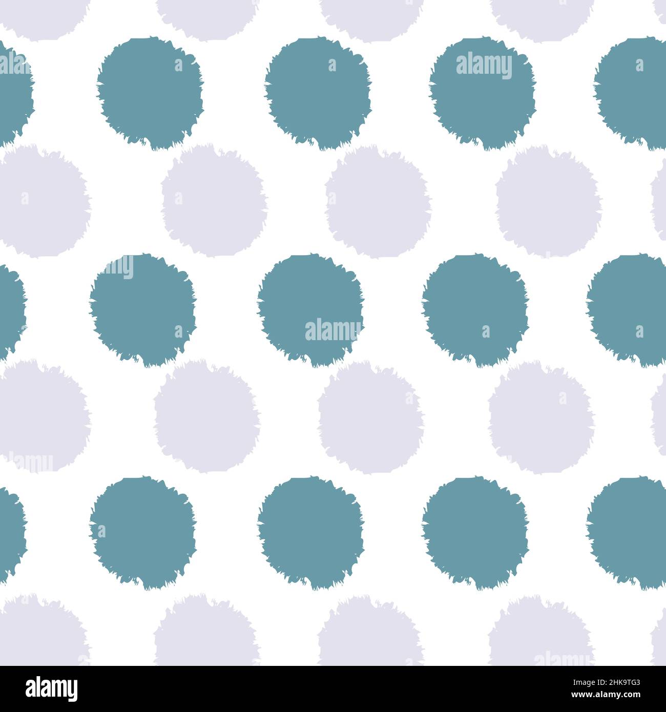 Pom poms of seamless pattern. Hand drawn cute background. Repeated texture in doodle style for ...