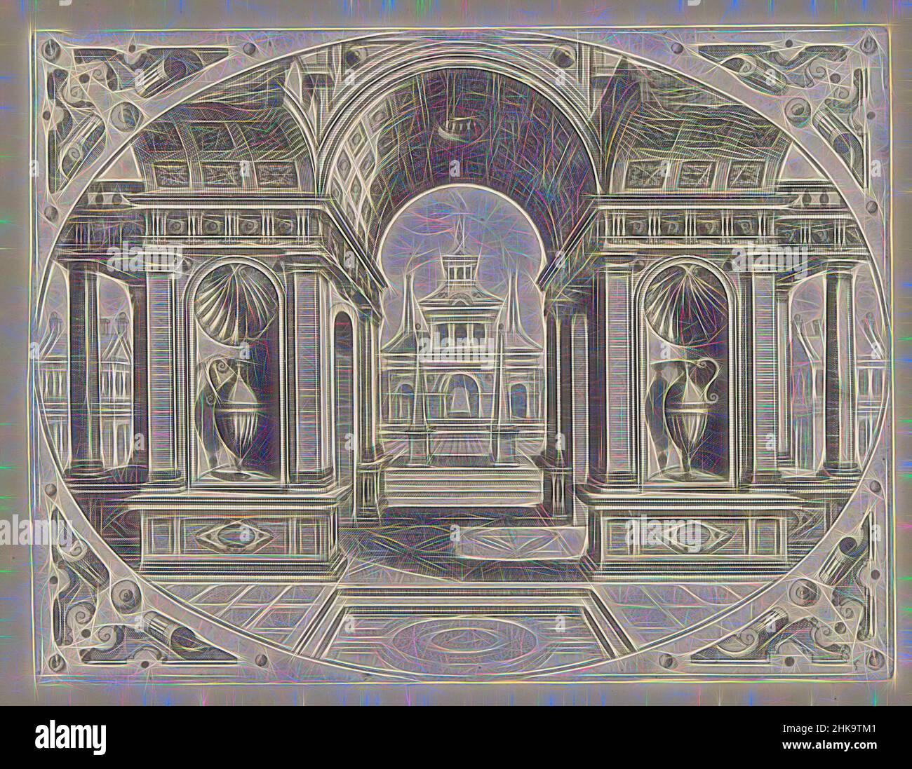 Inspired by Part of a portal with vases in niches, Variae Architecturae ...