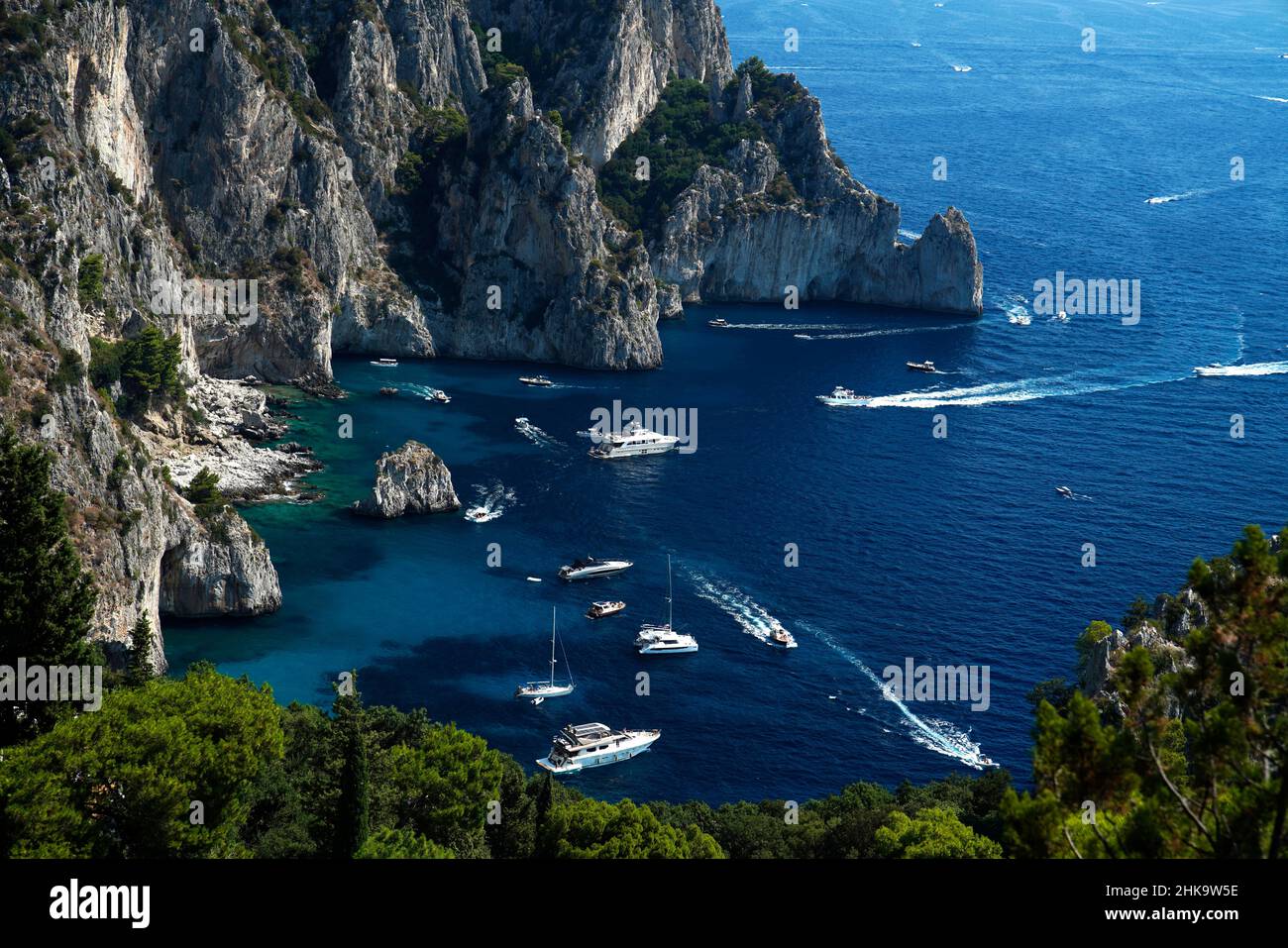 Bay view with Blue Grotto,Capri Island,Campania,Italy,Europe Stock ...
