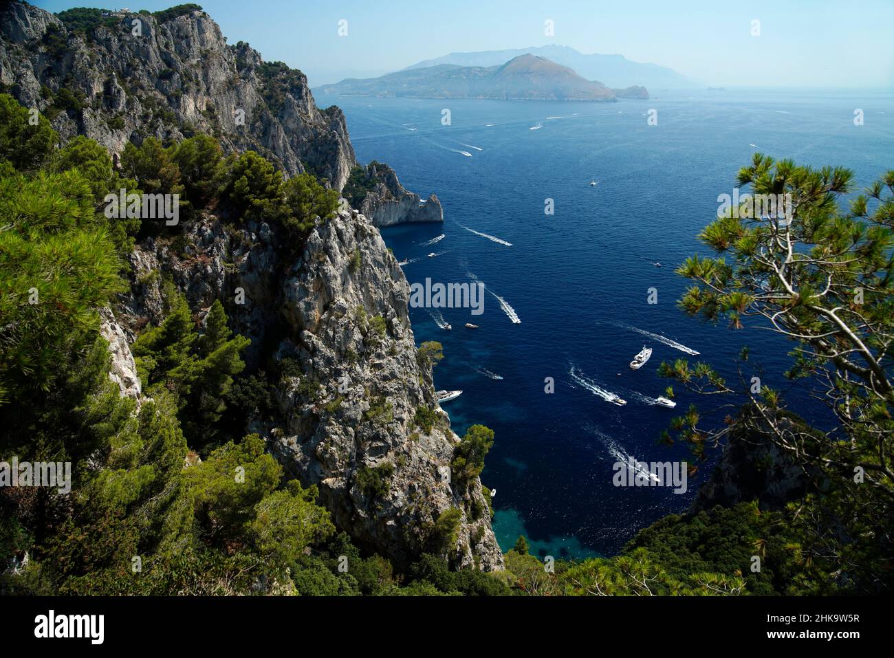 Bay view with Blue Grotto,Capri Island,Campania,Italy,Europe Stock ...