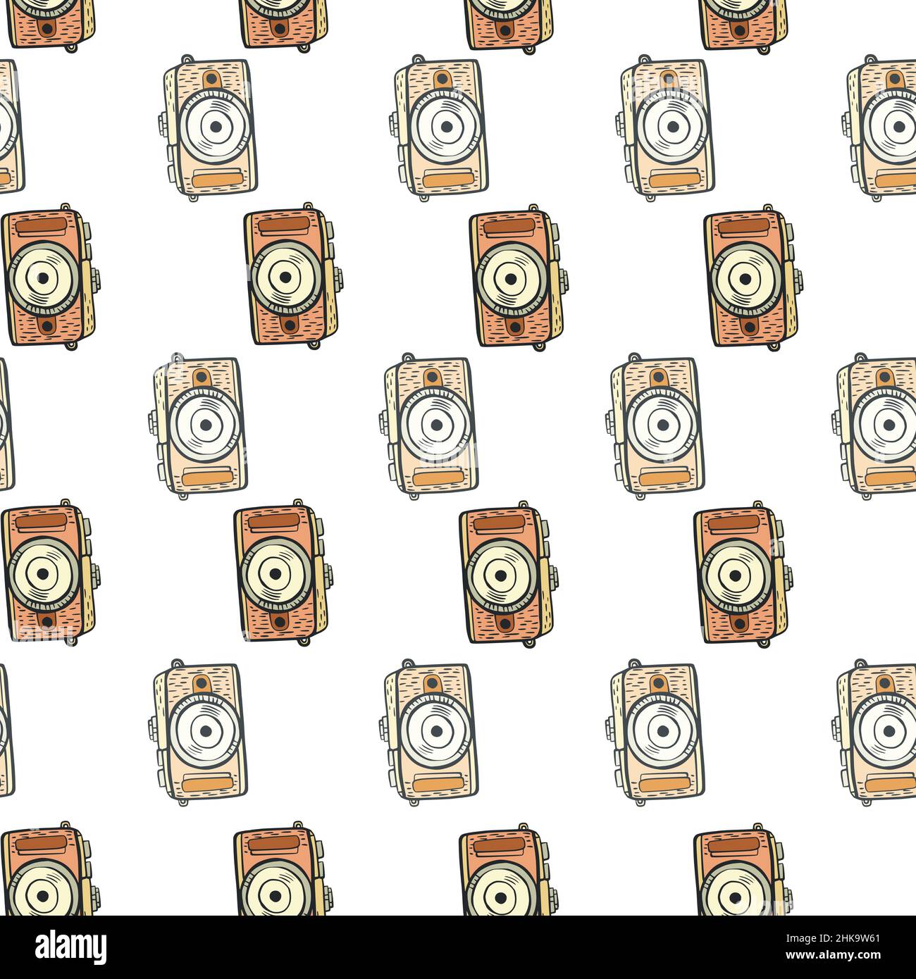 Photo camera seamless pattern. Cute vintage cameras background ...