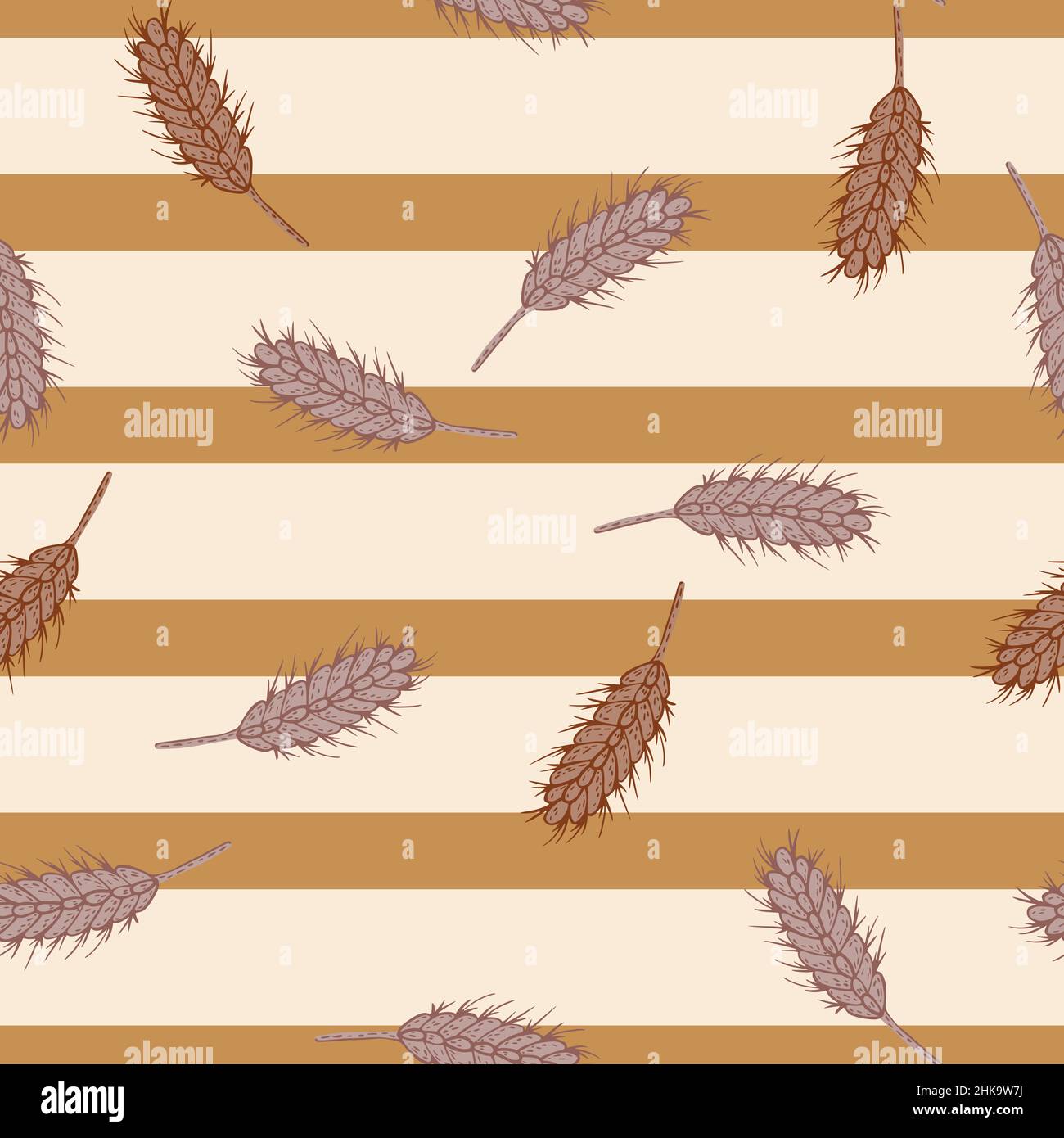 Wheat seamless pattern. Cereal crop sketch. Repeated texture in doodle ...