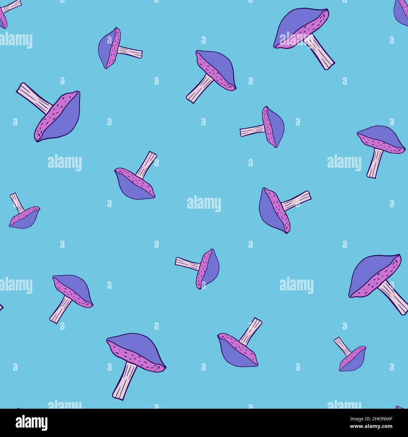 Mushrooms seamless pattern. Fungi background. Repeated texture in ...