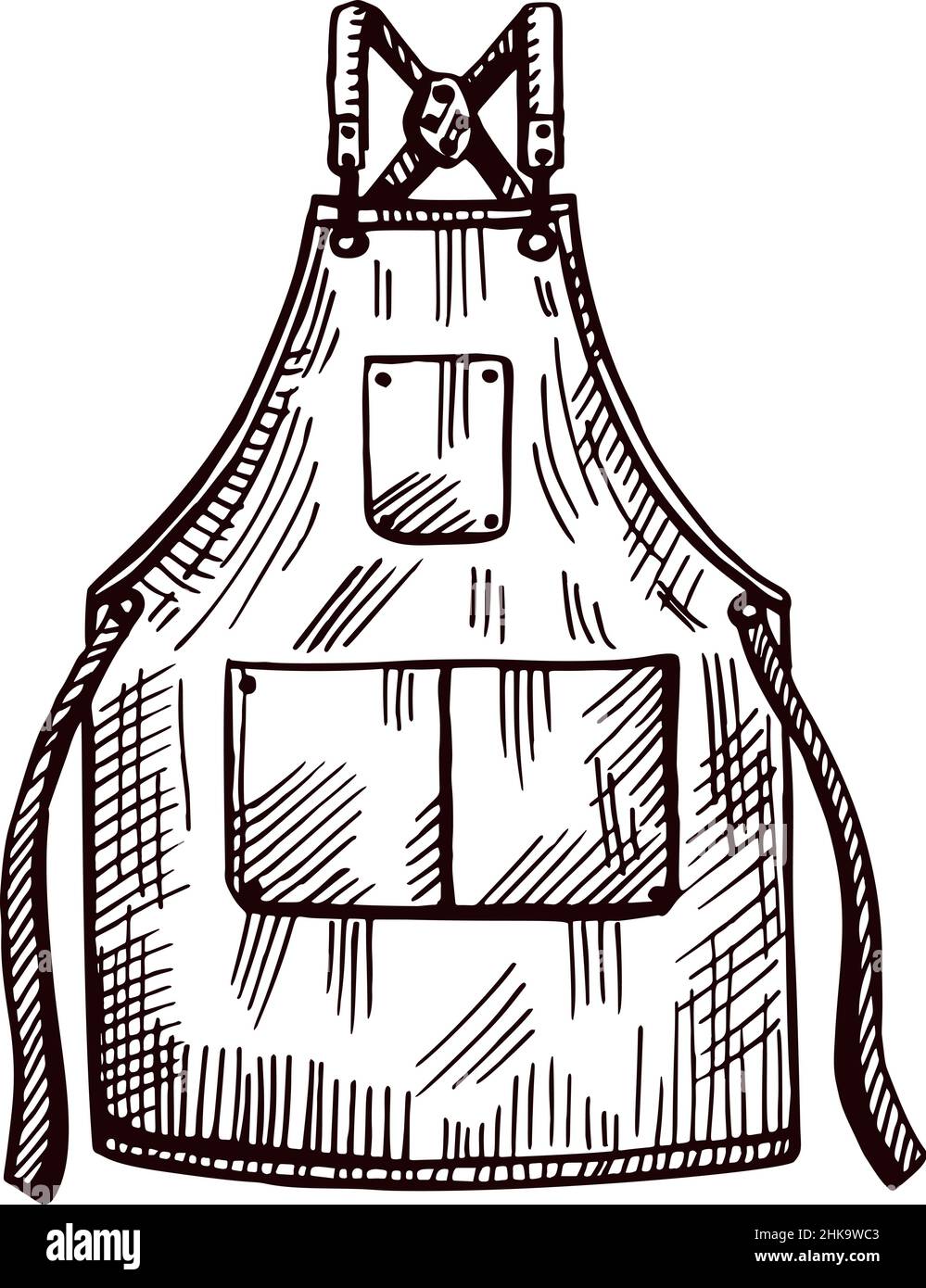 Apron sketch isolated. Chef inventory for kitchen in hand drawn style ...