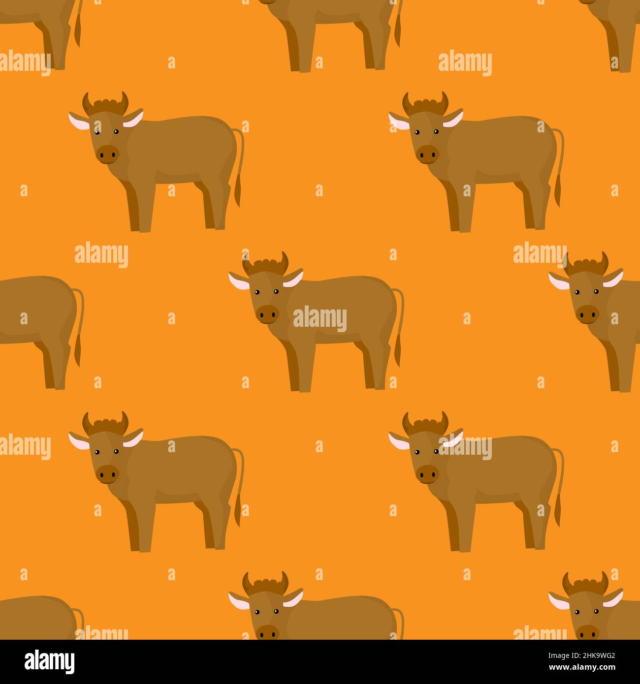 Seamless pattern of bull. Domestic animals on colorful background ...
