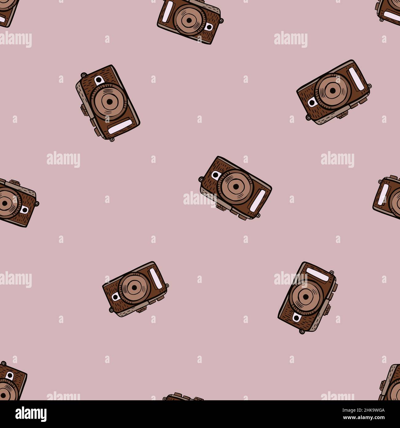 Photo camera seamless pattern. Cute vintage cameras background ...