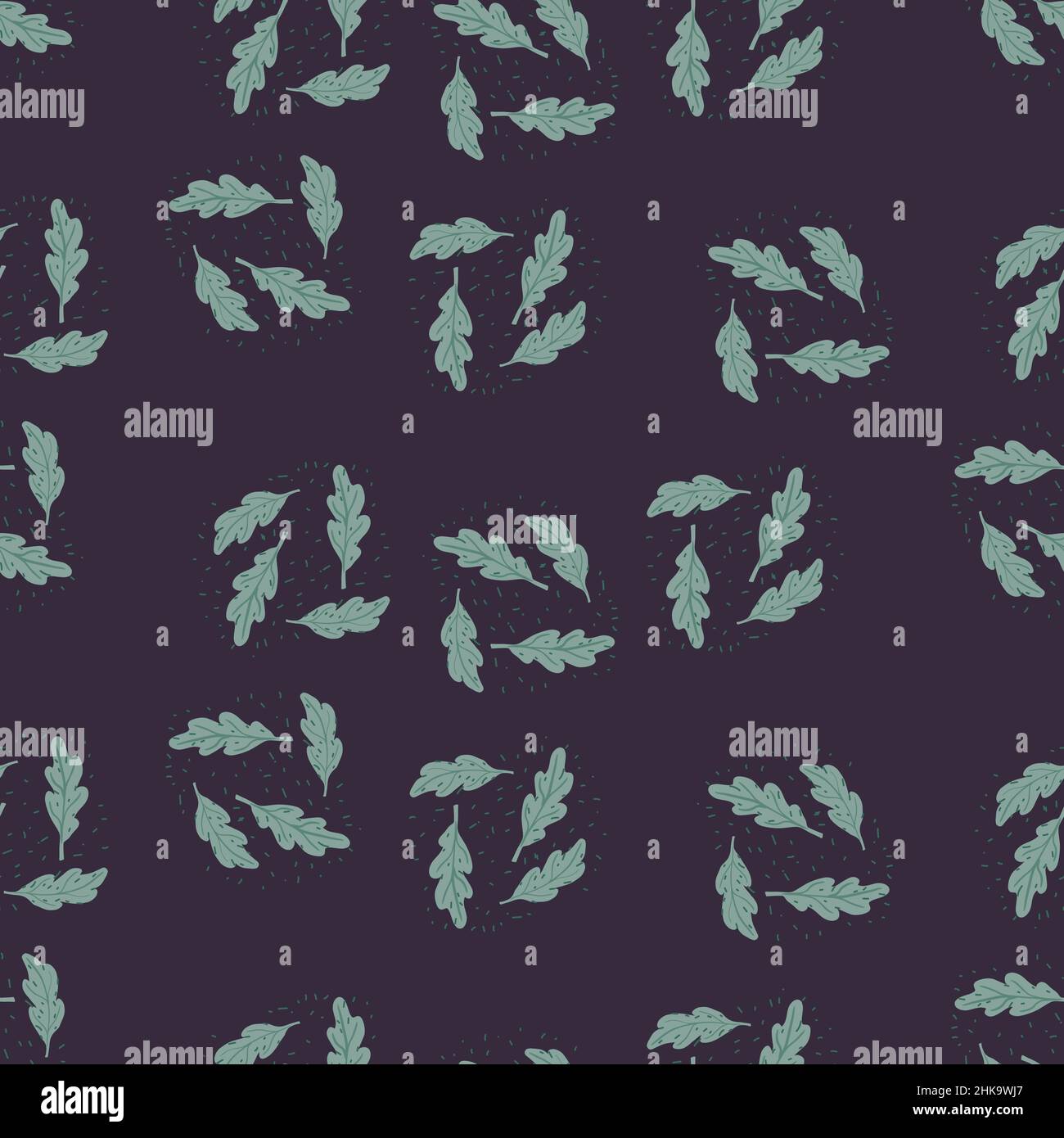 Oak leaf seamless pattern. Plant background. Repeated texture in doodle style for fabric ...