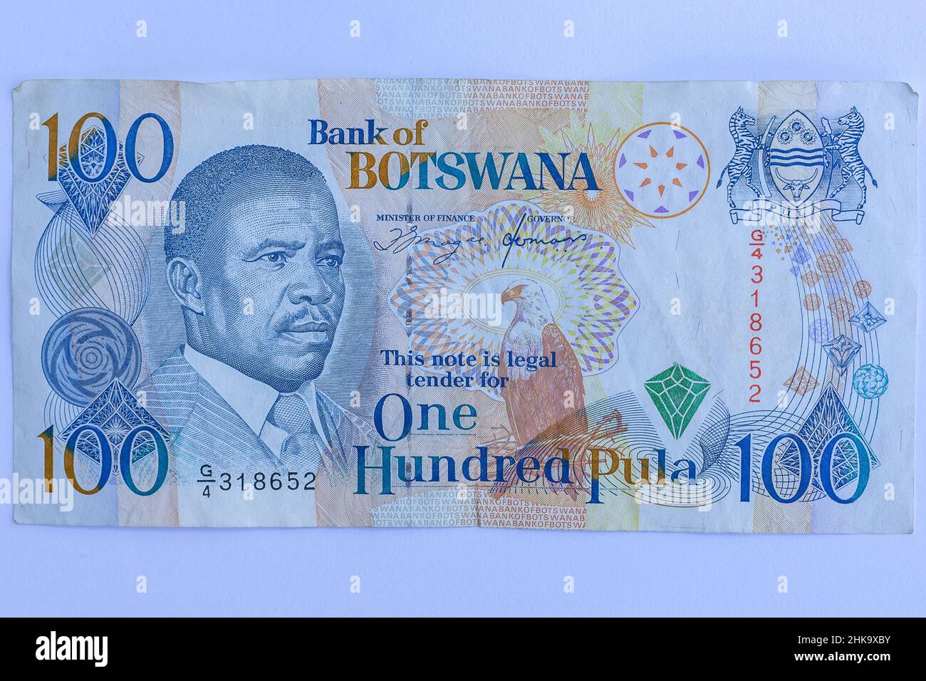 Money currency history of Botswana One Hundred Pula paper note ...