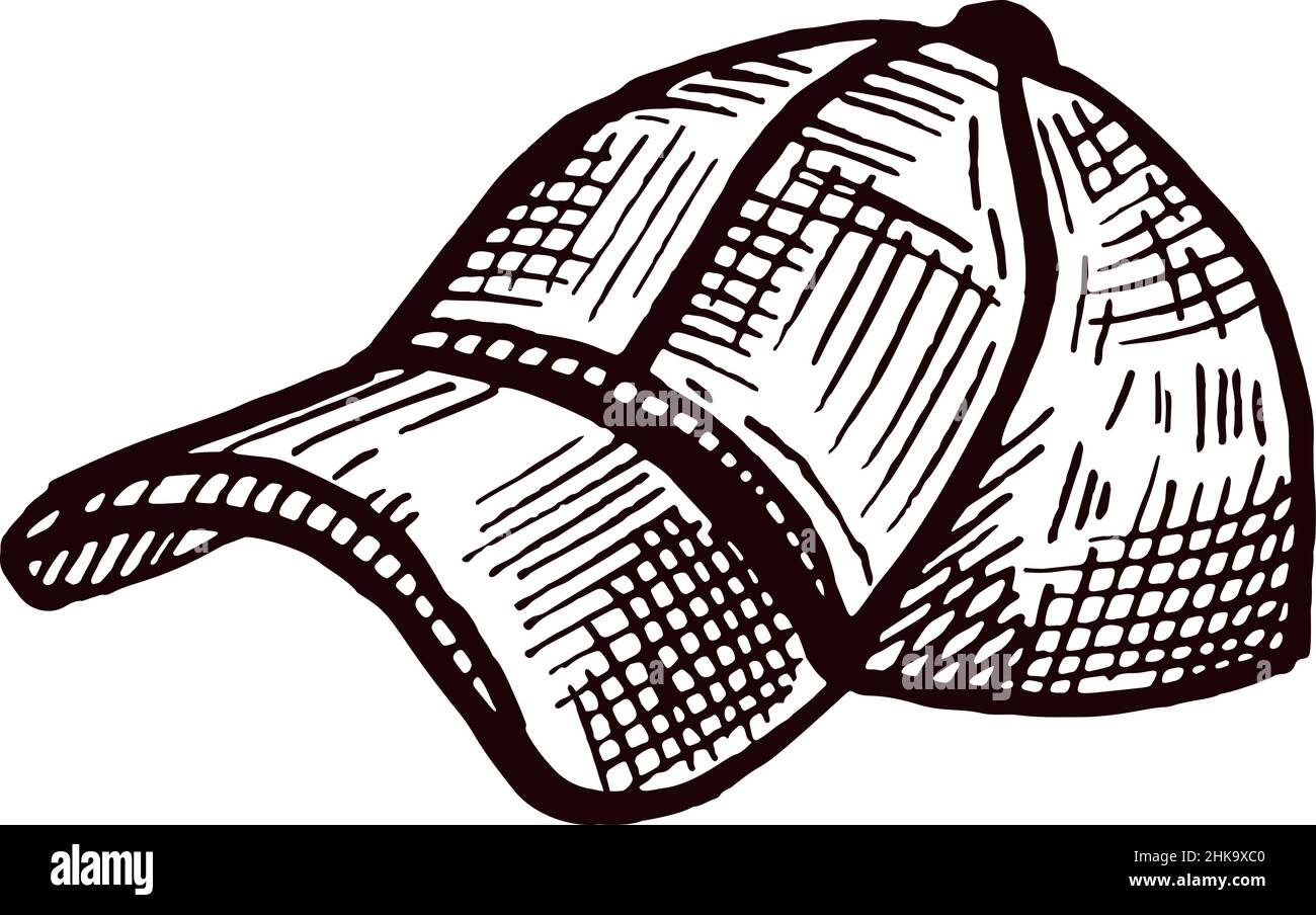 Baseball cap sketch isolated. Casual modern headwear in hand drawn ...
