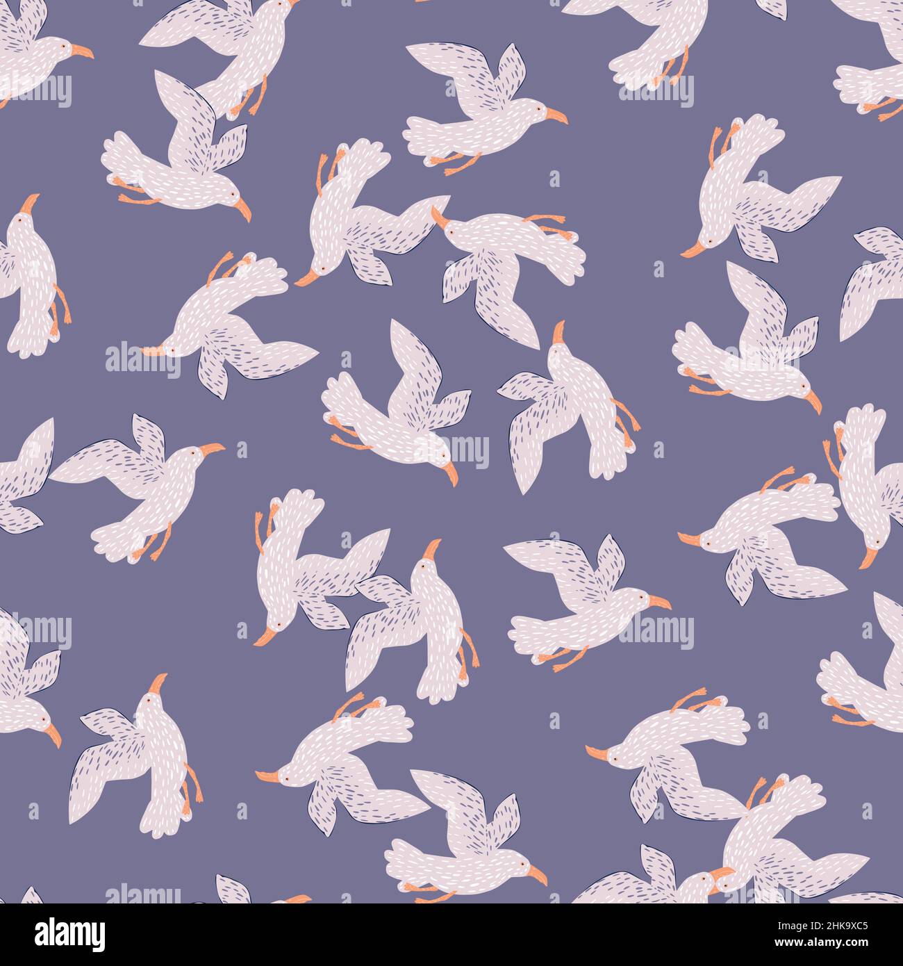 Seagulls seamless pattern. Background of sea birds. Repeated texture in ...