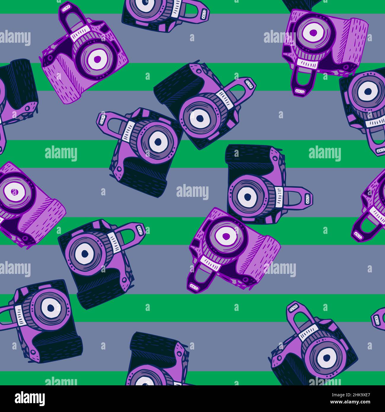 Photo camera vintage seamless pattern. Retro photo cameras design ...