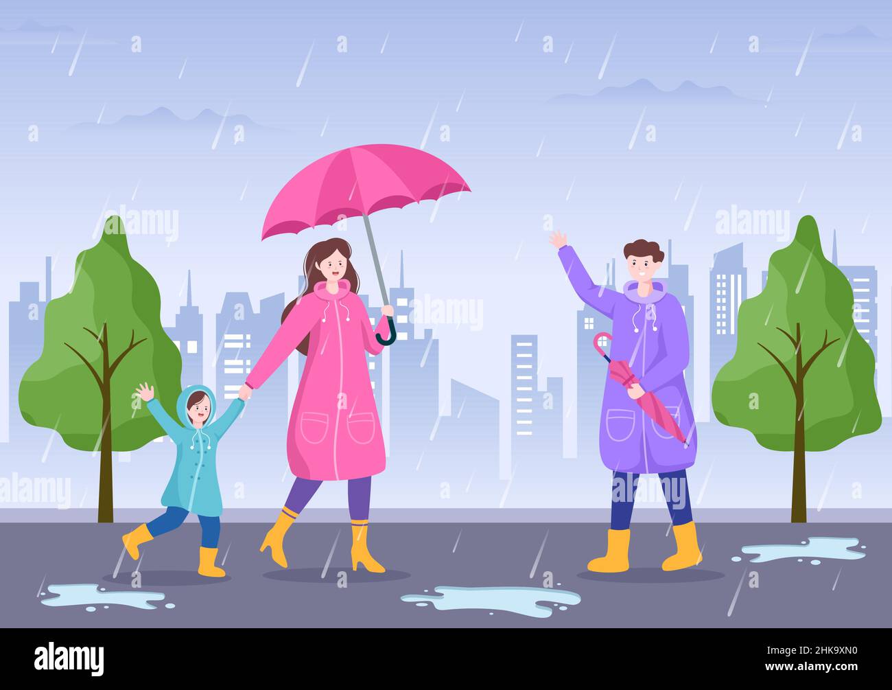 People Wearing Raincoat, Rubber Boots and Carrying Umbrella In the ...