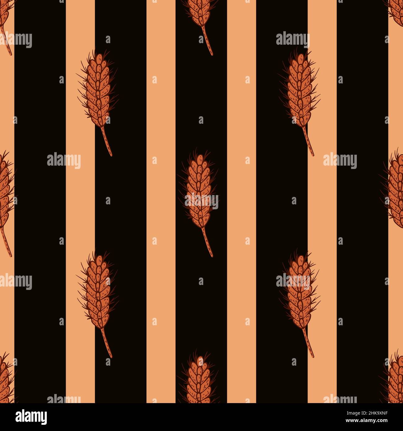 Wheat seamless pattern. Cereal crop sketch. Repeated texture in doodle ...