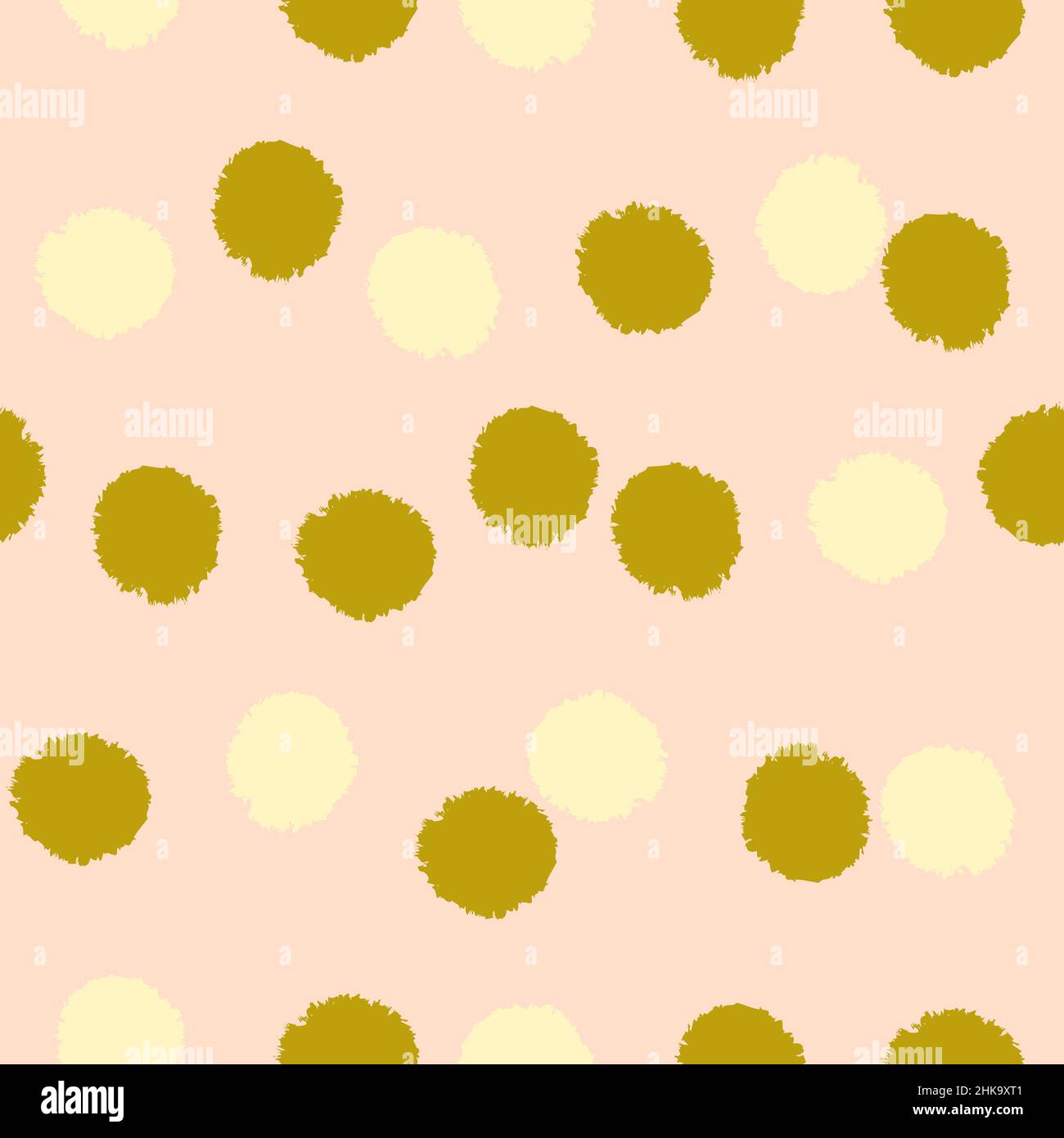 Pom poms of seamless pattern. Hand drawn cute background. Repeated texture in doodle style for ...