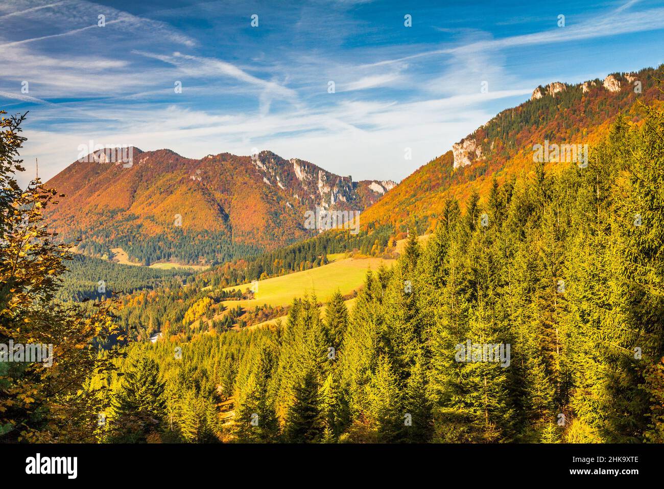 Mountain landscape at autumn season. The Vratna valley at the national ...