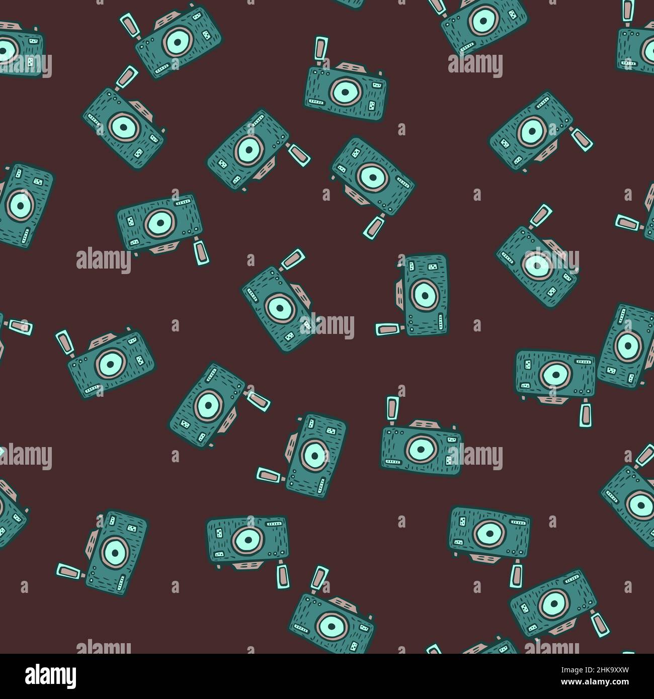 Photo camera seamless pattern. Cute vintage cameras background ...