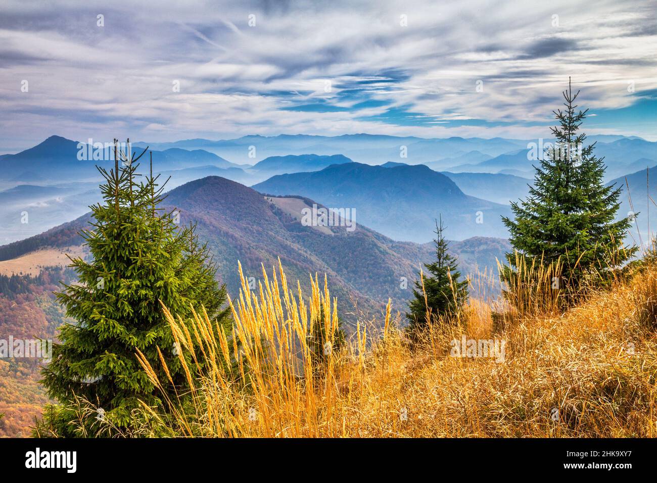 Mountain landscape at autumn season. The Vratna valley at the national ...