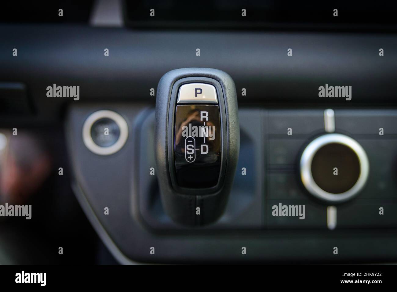 Automatic gear stick inside modern sport car. Luxury and expensive ...