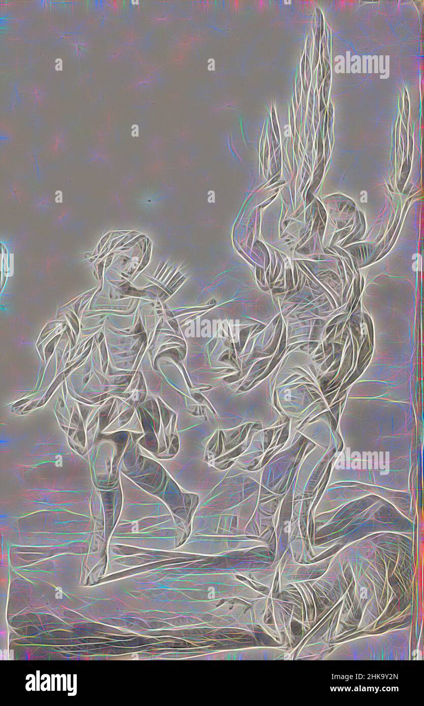 Inspired by Cyparissus, Apollo transforms Cyparissus into a cypress ...