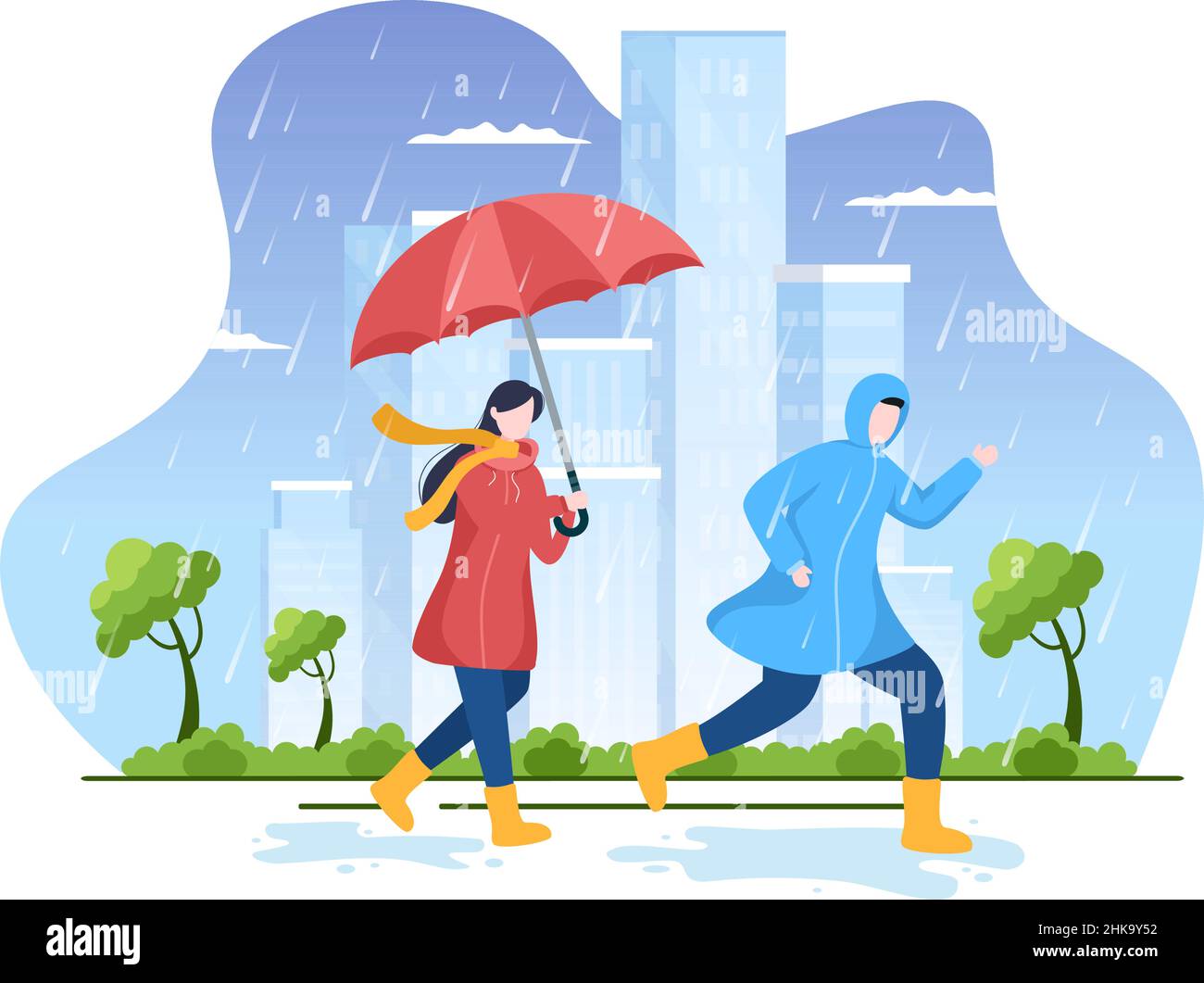 People Wearing Raincoat, Rubber Boots and Carrying Umbrella In the ...