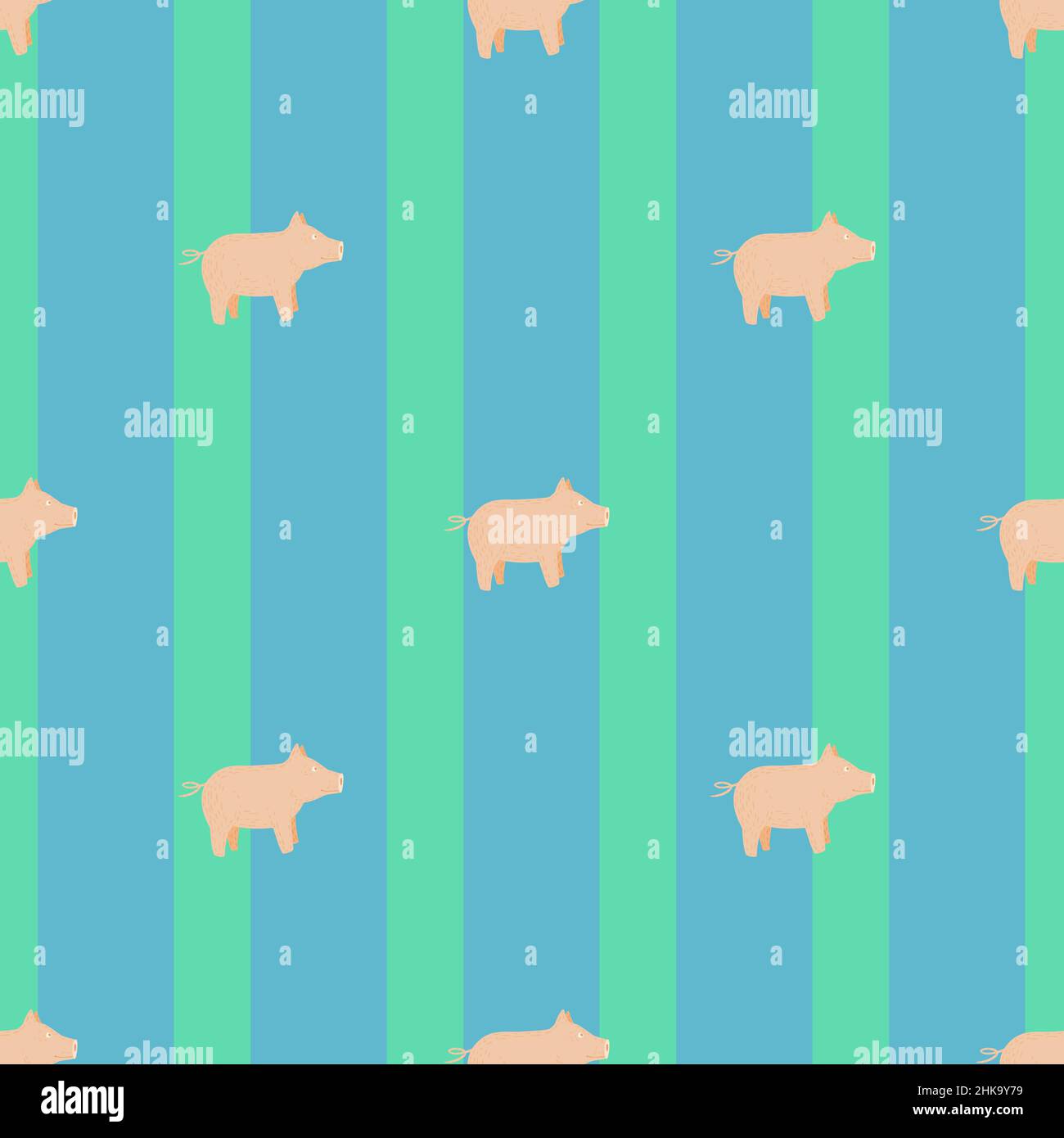 Cute pigs seamless pattern. Background of livestock animals . Repeated ...