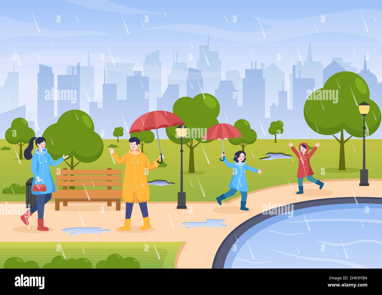 People Wearing Raincoat, Rubber Boots and Carrying Umbrella In the ...
