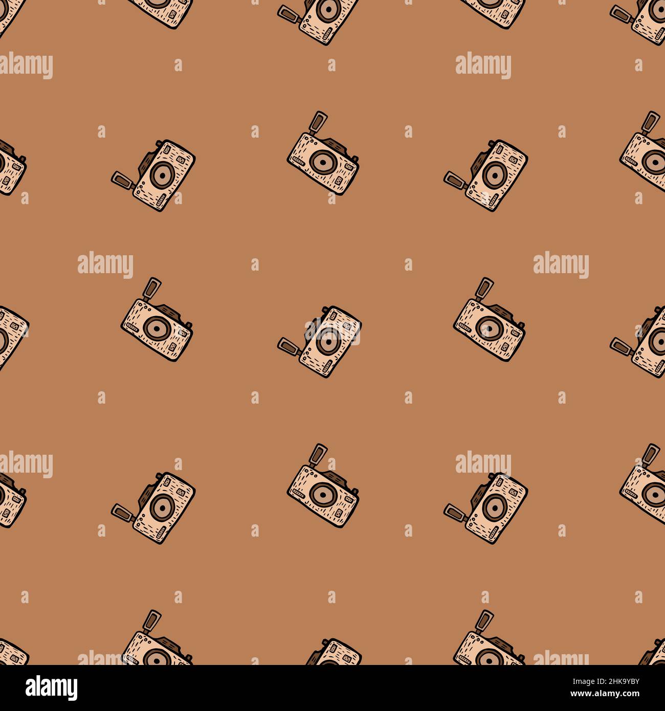 Photo camera seamless pattern. Cute vintage cameras background ...