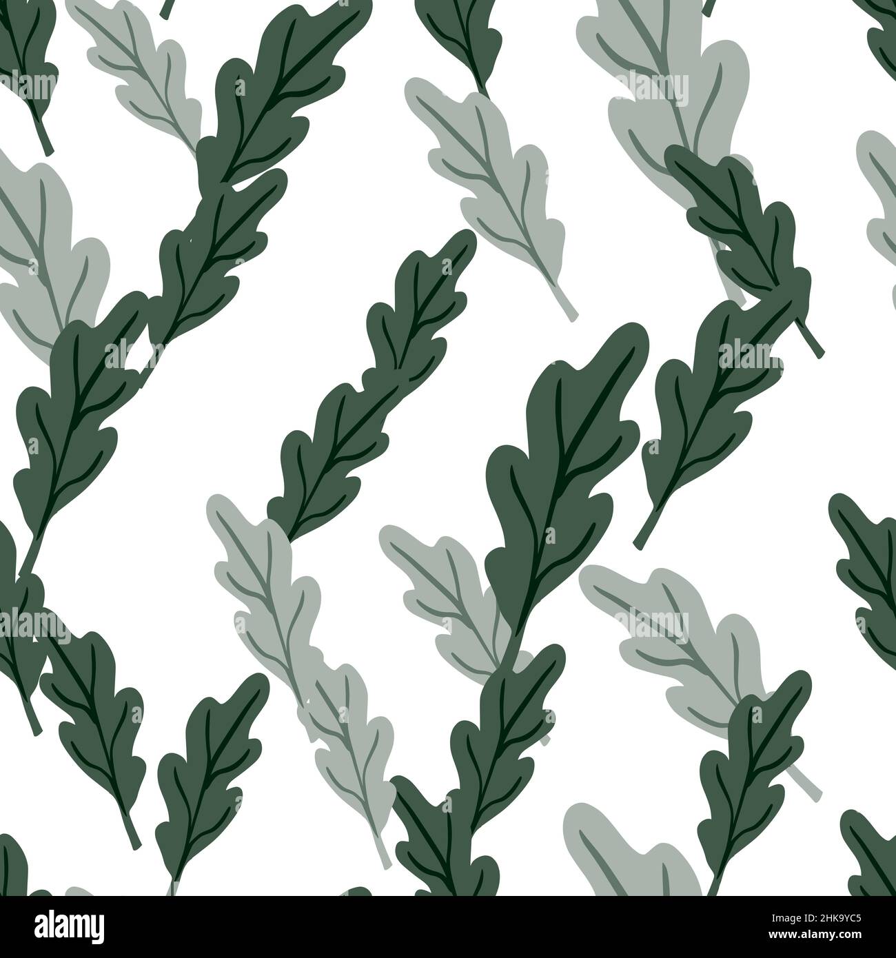 Oak leaf seamless pattern. Plant background. Repeated texture in doodle style for fabric ...