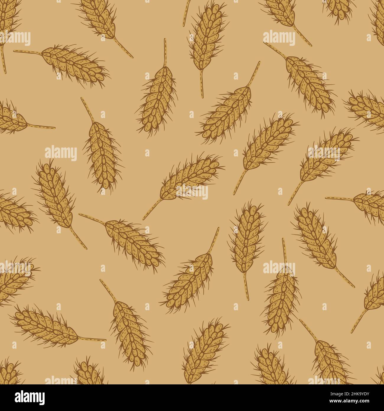Wheat seamless pattern. Cereal crop sketch. Repeated texture in doodle ...