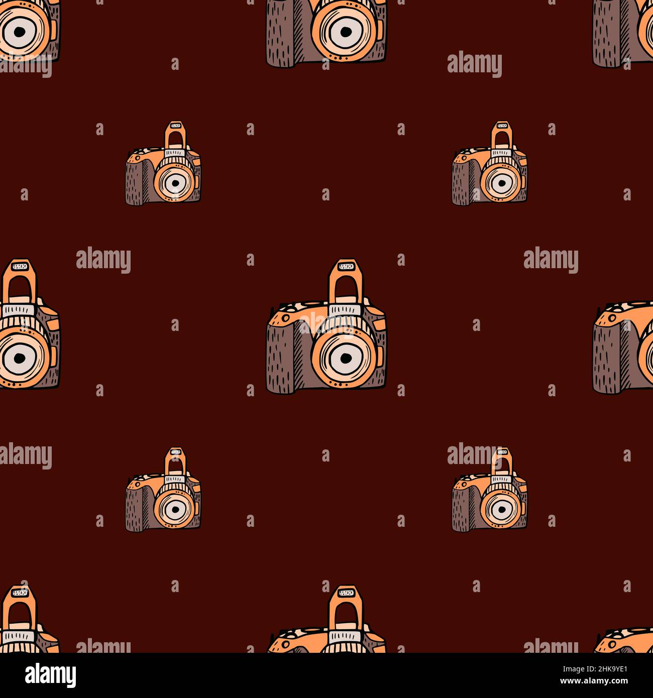 Photo camera vintage seamless pattern. Retro photo cameras design ...