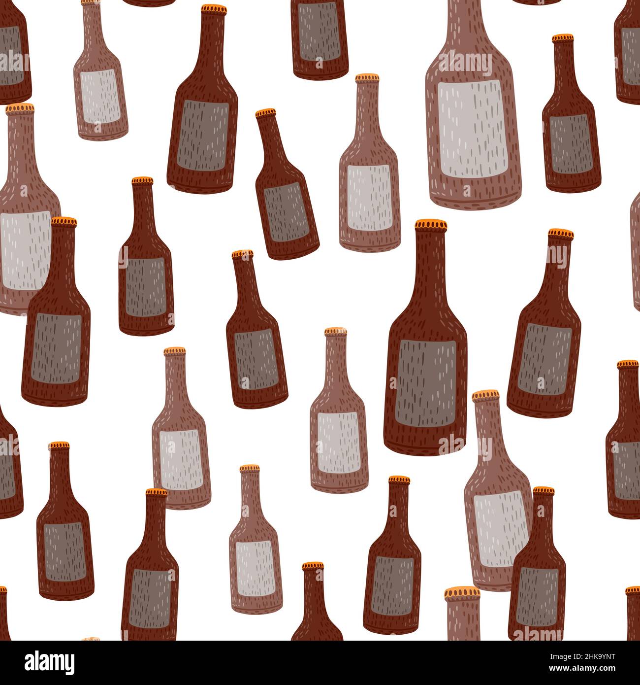 Bottle alcohol seamless pattern. Hand drawn background for menu ...